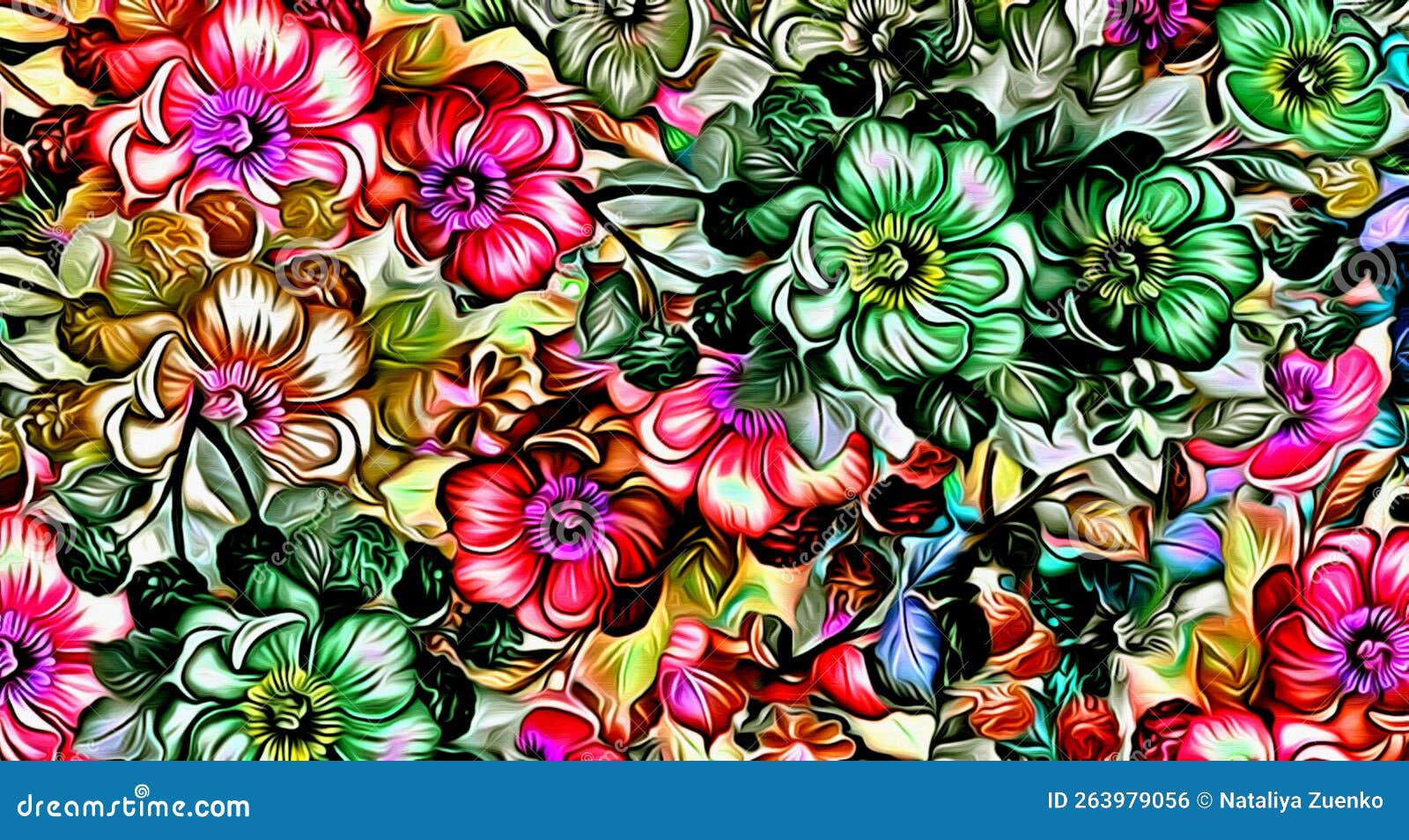 Computer Graphics of Abstract Floral Psychedelic Background Stylization ...