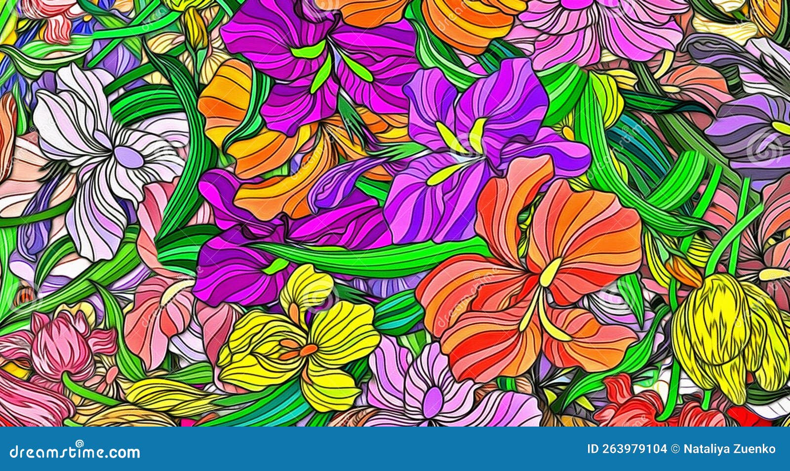 Computer Graphics of Abstract Floral Psychedelic Background Stylization ...