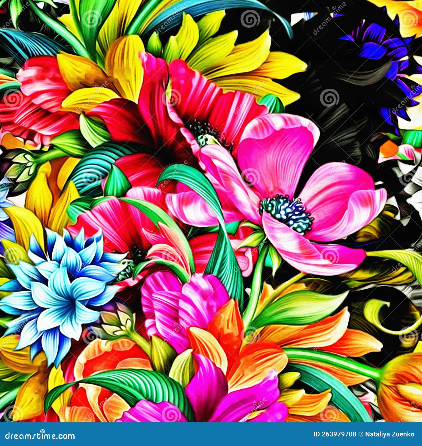 Computer Graphics of Abstract Floral Psychedelic Background Stylization ...