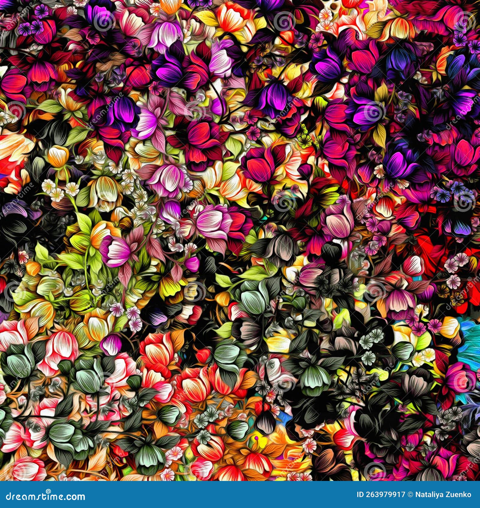 Computer Graphics of Abstract Floral Psychedelic Background Stylization ...