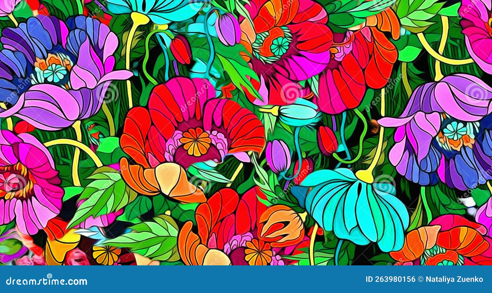 Computer Graphics of Abstract Floral Psychedelic Background Stylization ...
