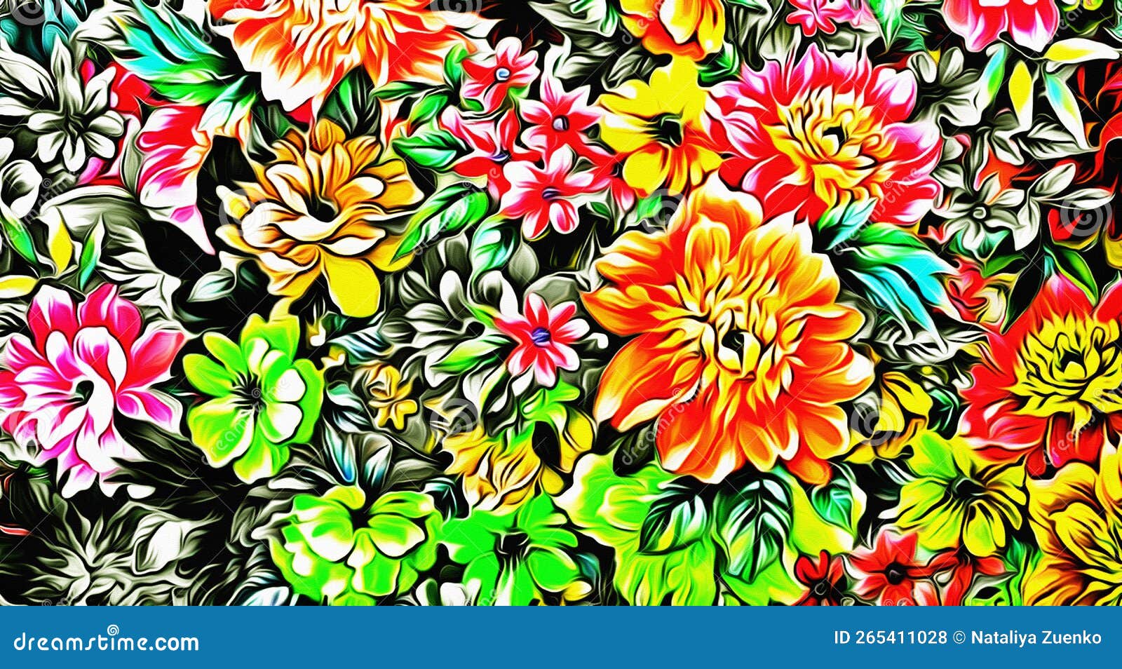 Computer Graphics of Abstract Floral Psychedelic Background Stylization ...