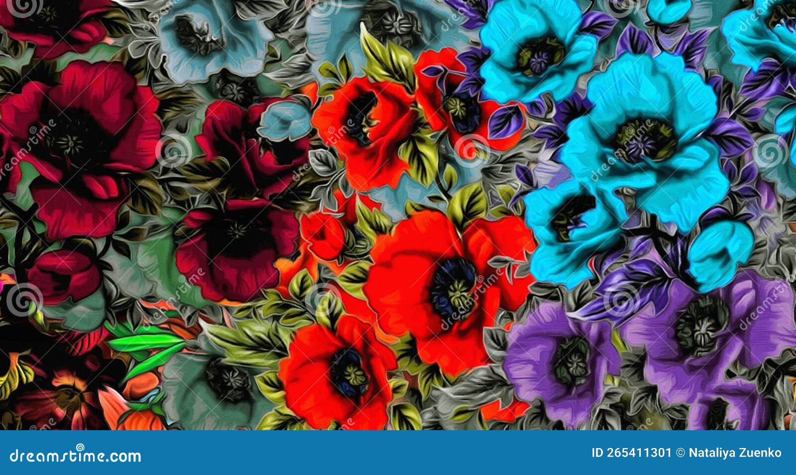 Computer Graphics of Abstract Floral Psychedelic Background Stylization ...