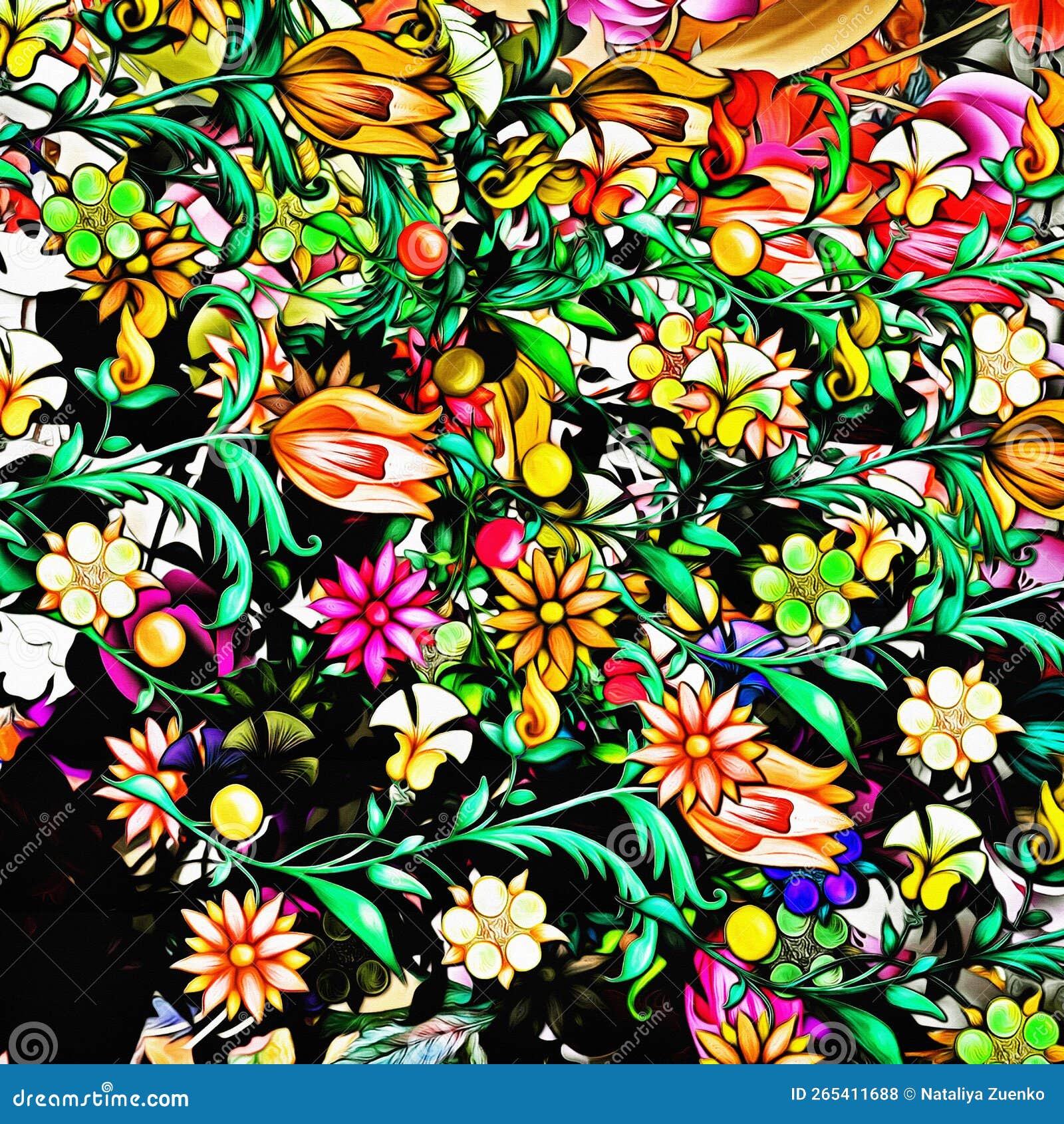 Computer Graphics of Abstract Floral Psychedelic Background Stylization ...