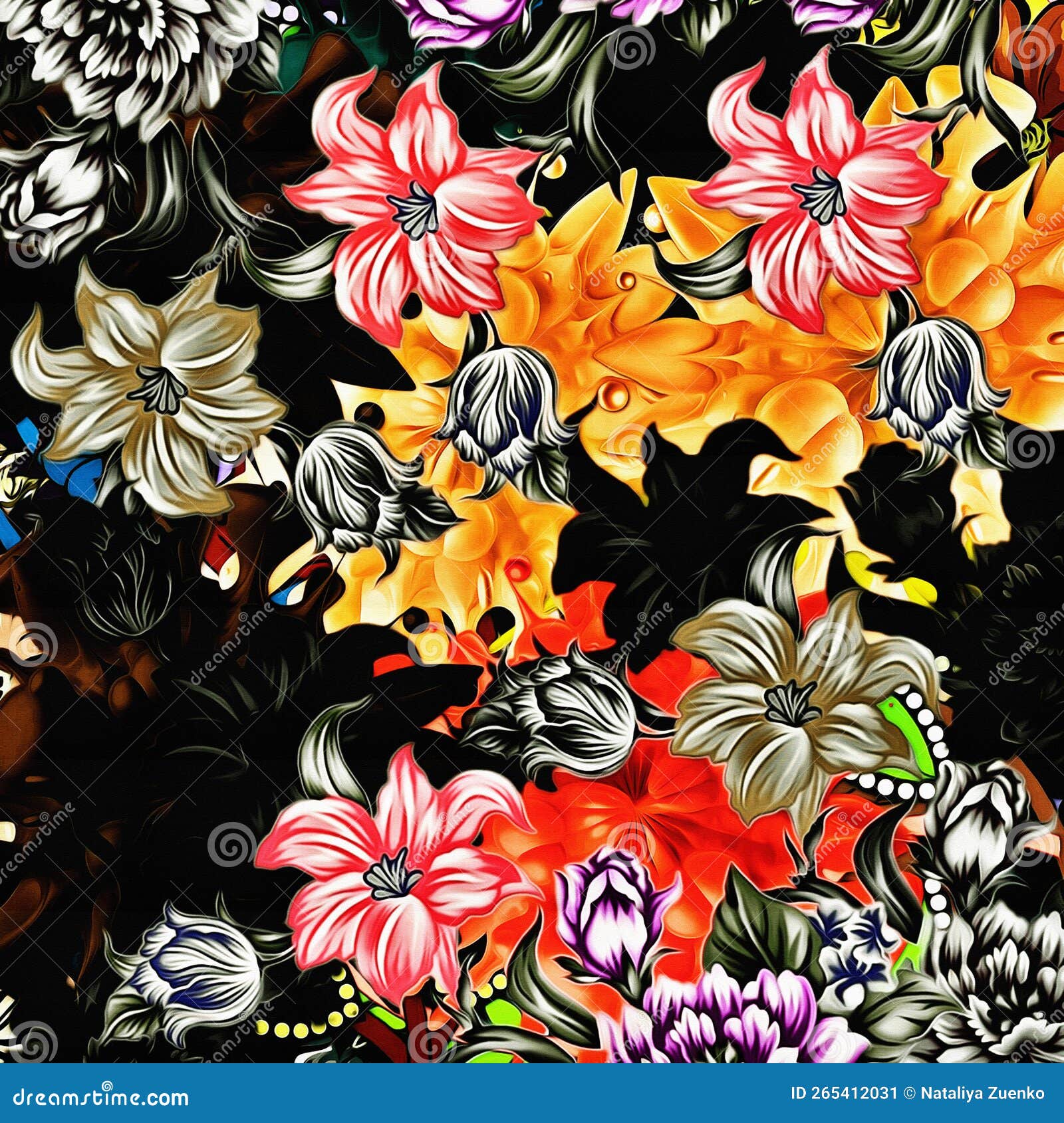 Computer Graphics of Abstract Floral Psychedelic Background Stylization ...
