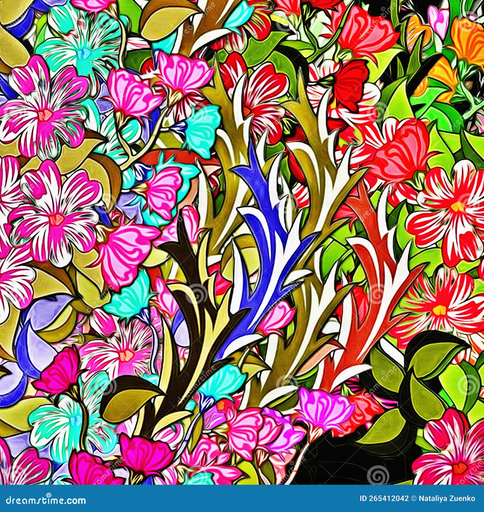 Computer Graphics of Abstract Floral Psychedelic Background Stylization ...