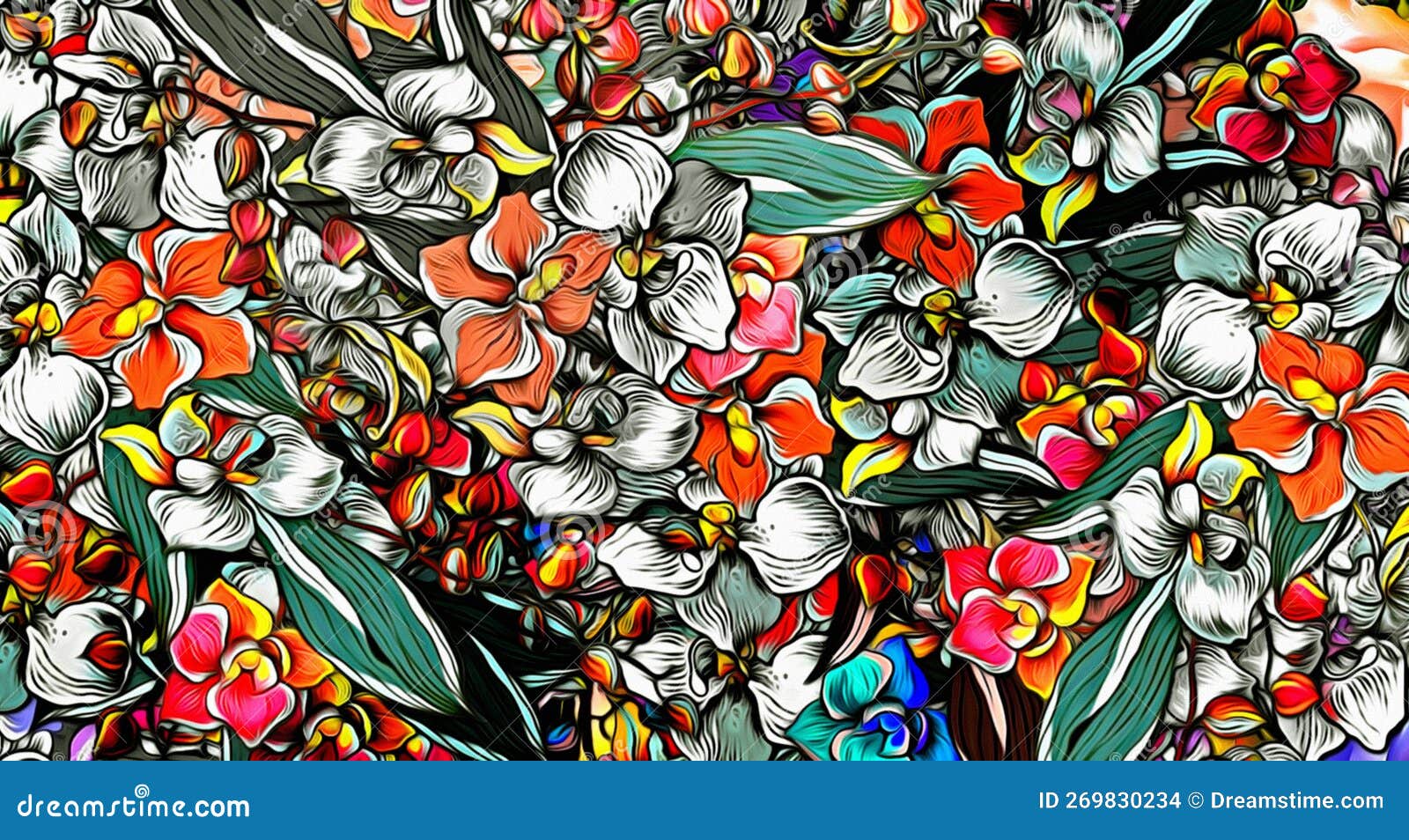 Computer Graphics of Abstract Floral Psychedelic Background Stylization ...