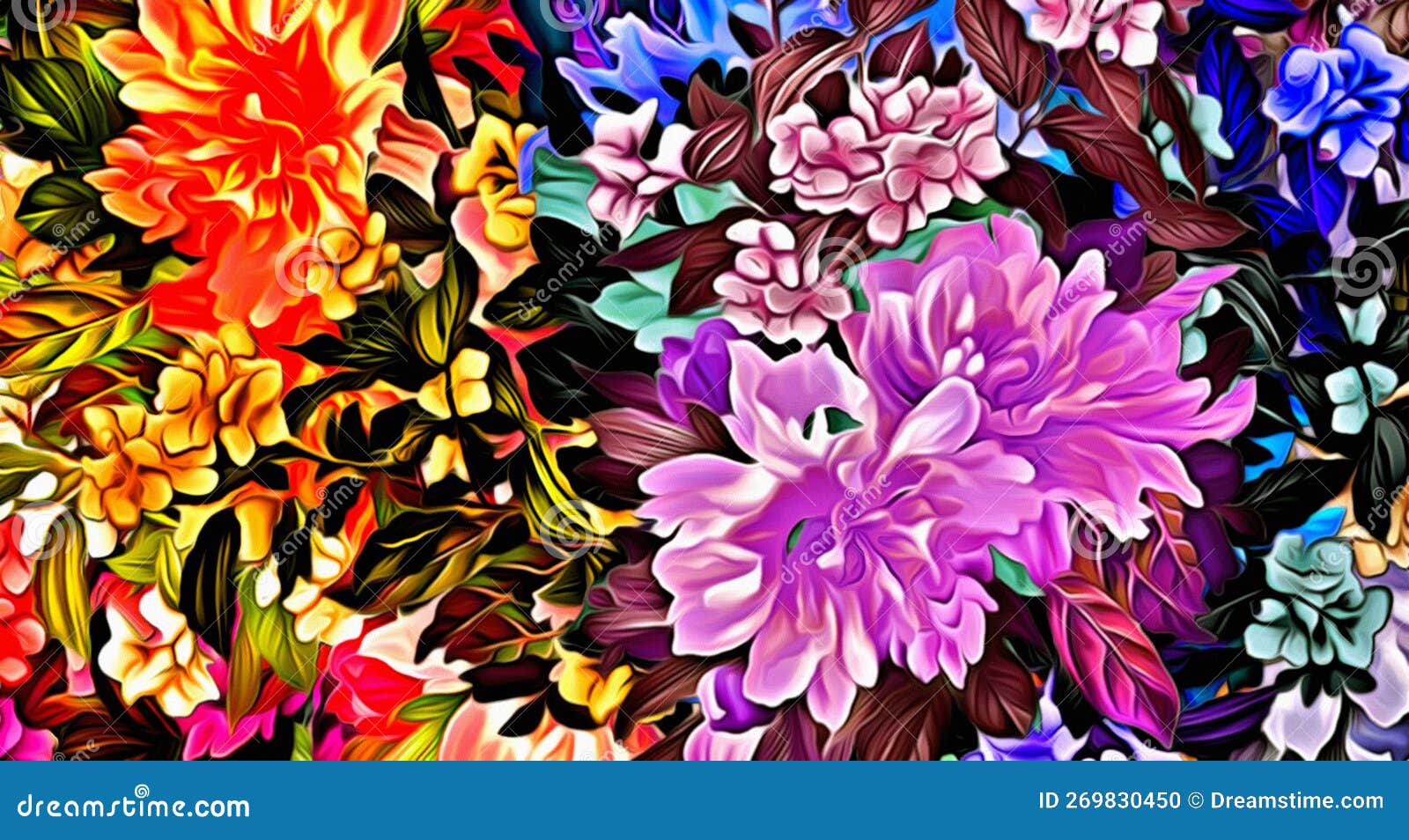 Computer Graphics of Abstract Floral Psychedelic Background Stylization ...
