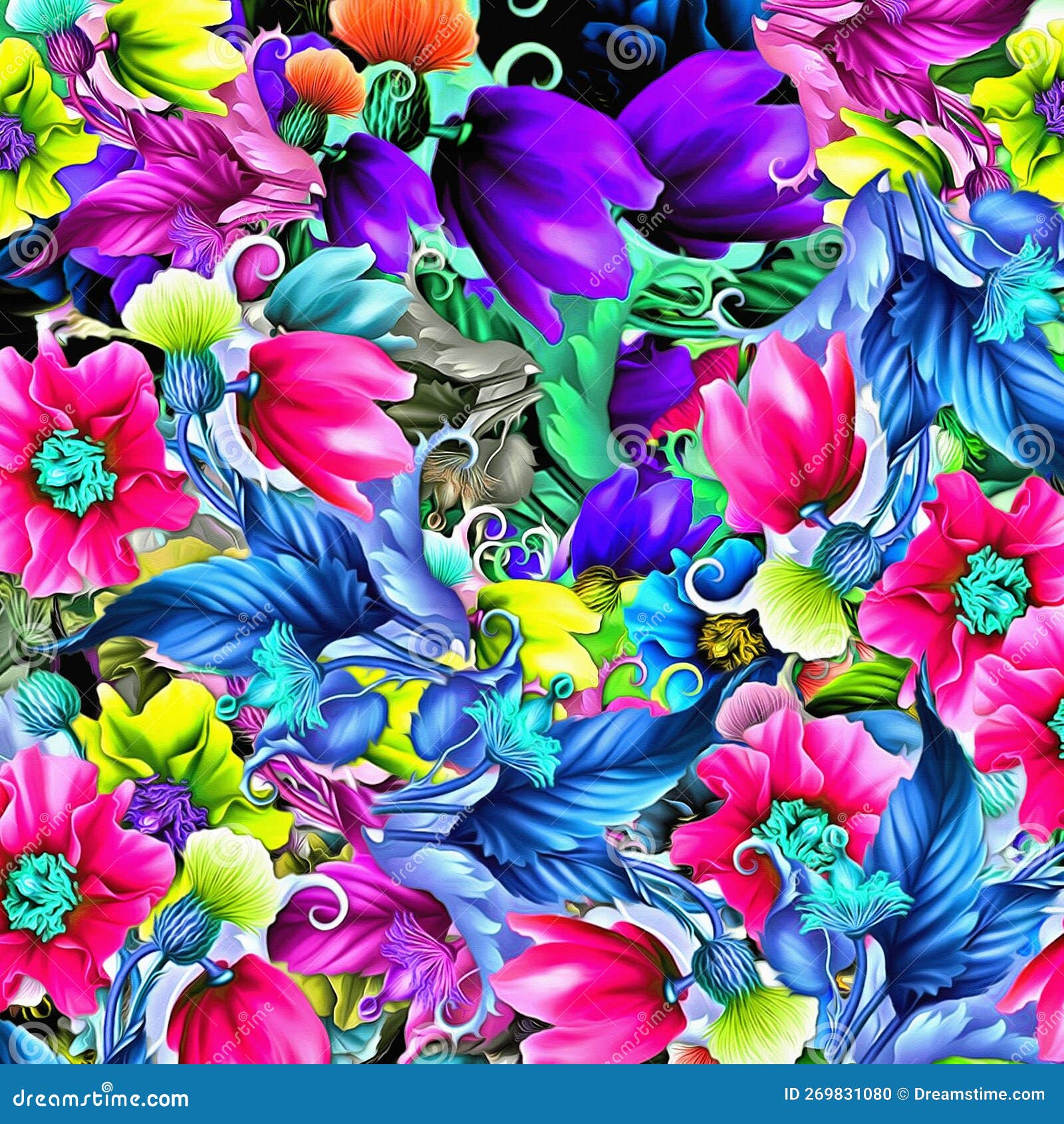 Computer Graphics of Abstract Floral Psychedelic Background Stylization ...
