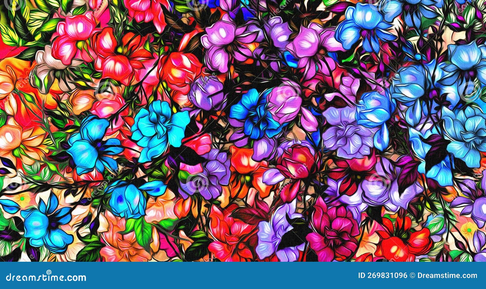 Computer Graphics of Abstract Floral Psychedelic Background Stylization ...