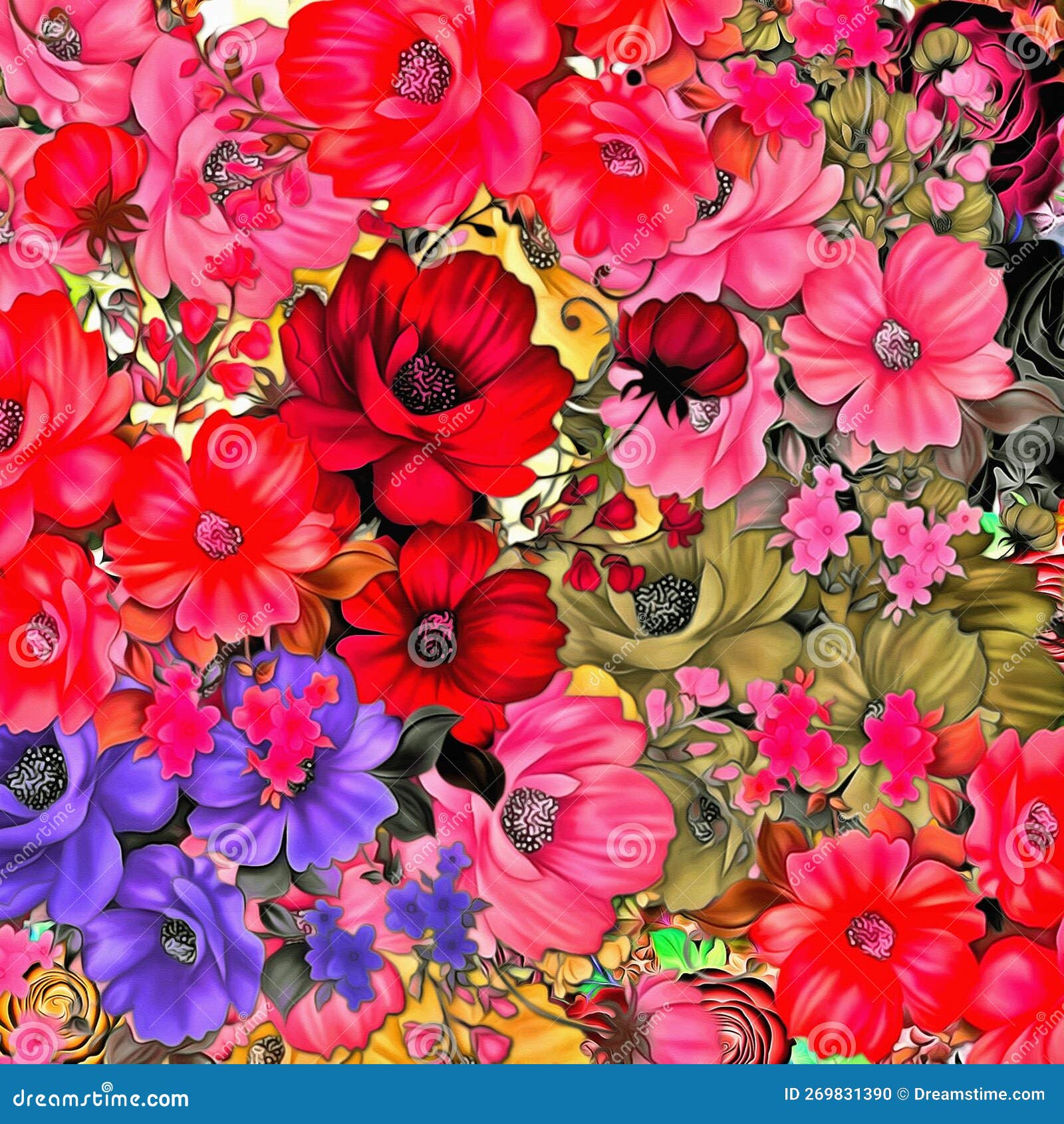 Computer Graphics of Abstract Floral Psychedelic Background Stylization ...