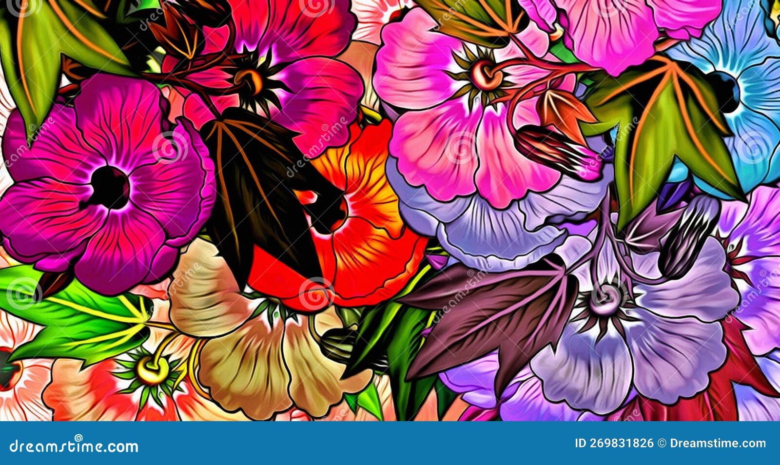 Computer Graphics of Abstract Floral Psychedelic Background Stylization ...