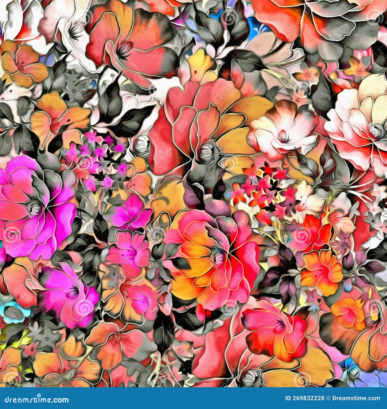 Computer Graphics of Abstract Floral Psychedelic Background Stylization ...