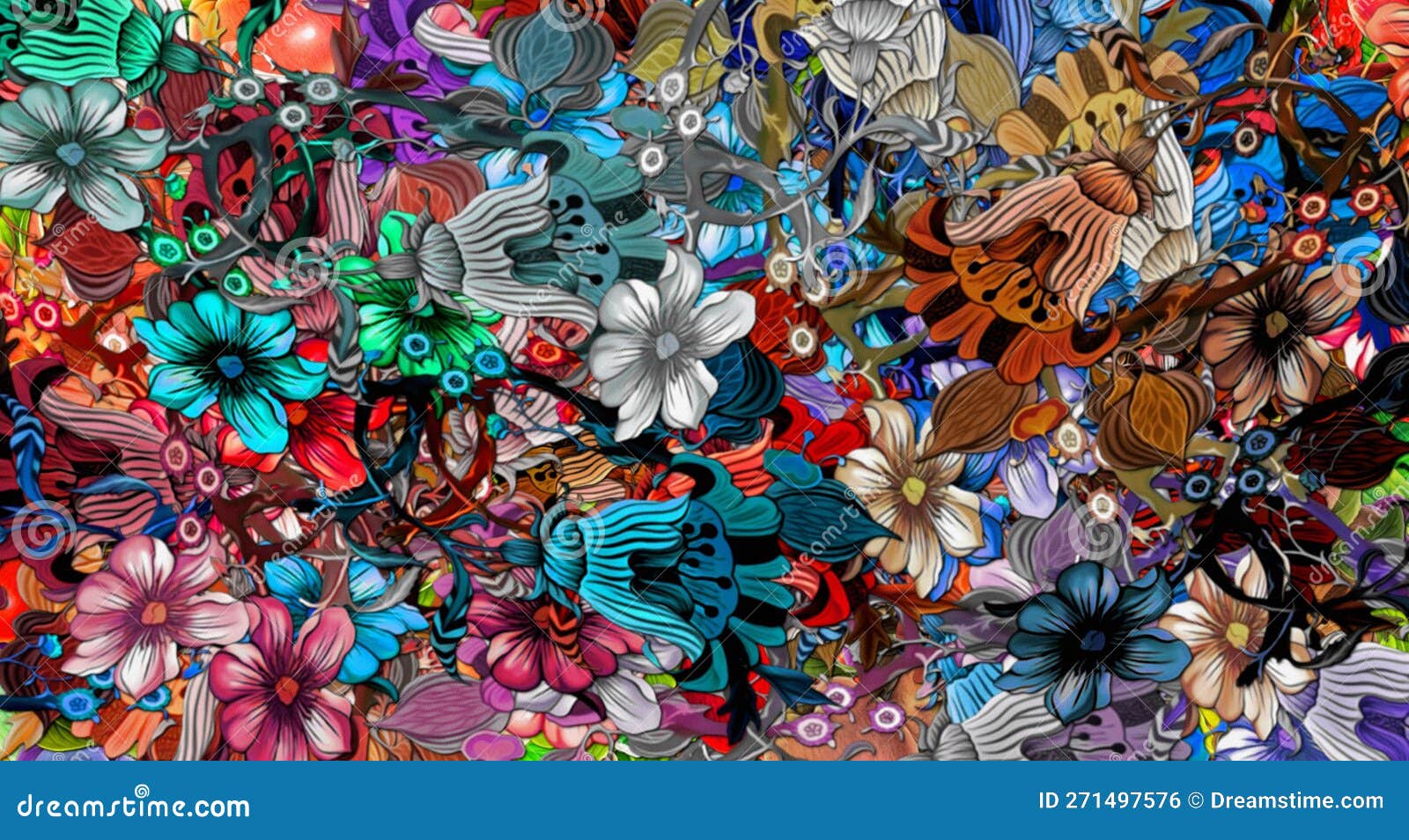 Computer Graphics of Abstract Floral Psychedelic Background Stylization ...