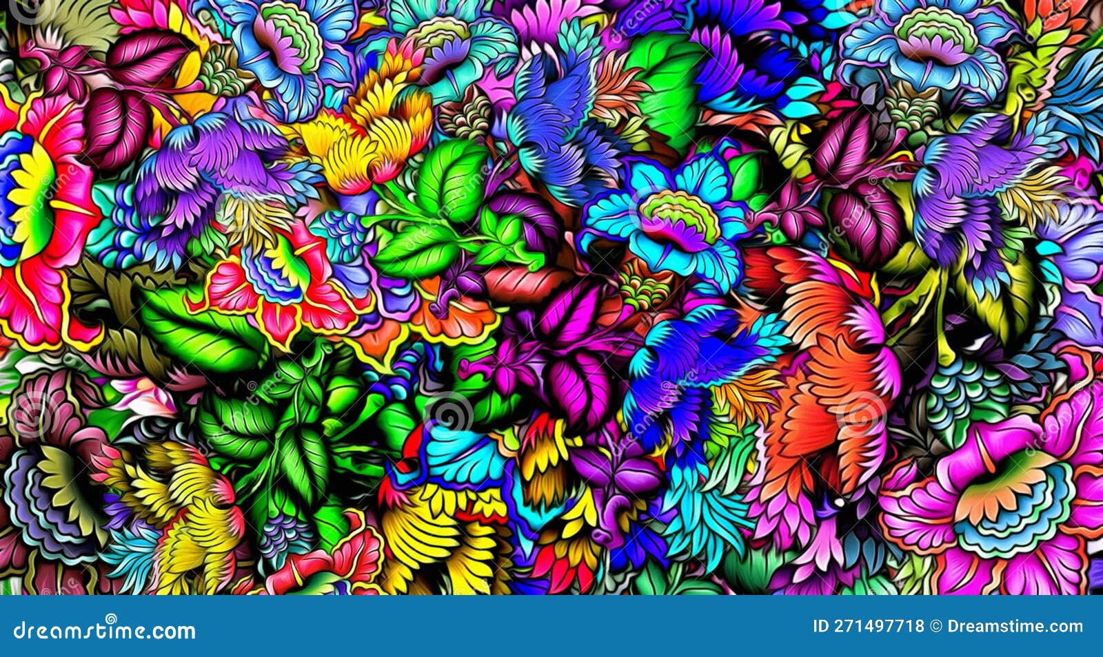 Computer Graphics of Abstract Floral Psychedelic Background Stylization ...