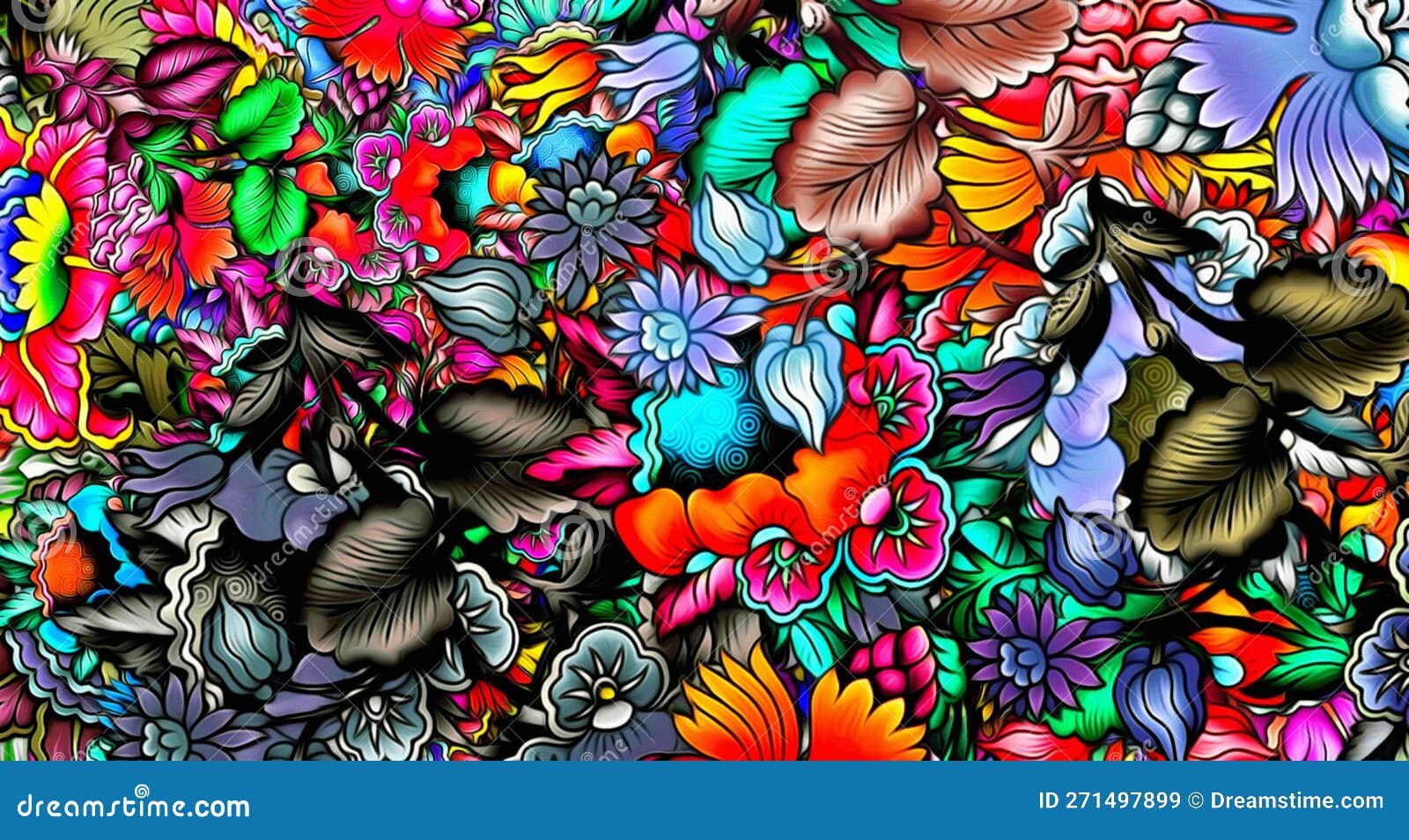 Computer Graphics of Abstract Floral Psychedelic Background Stylization ...