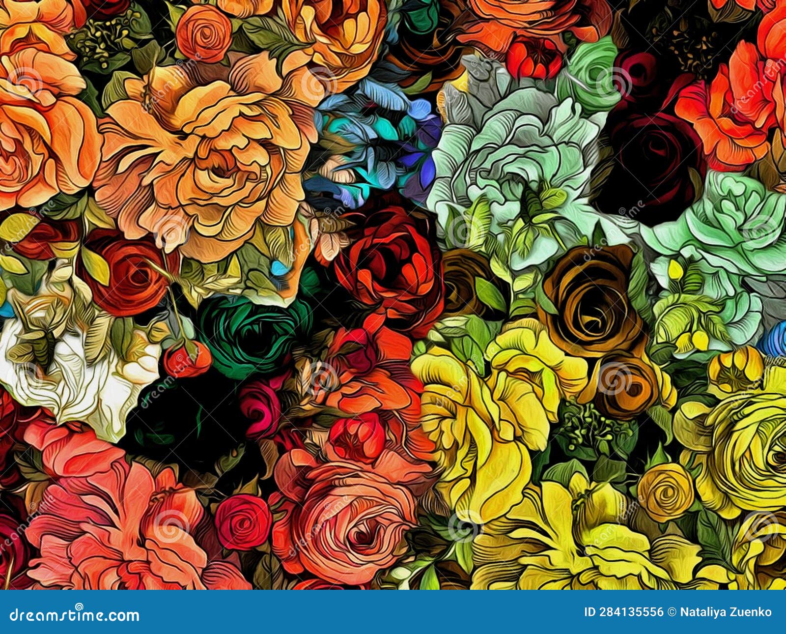 Computer Graphics of Abstract Floral Psychedelic Background Stylization ...