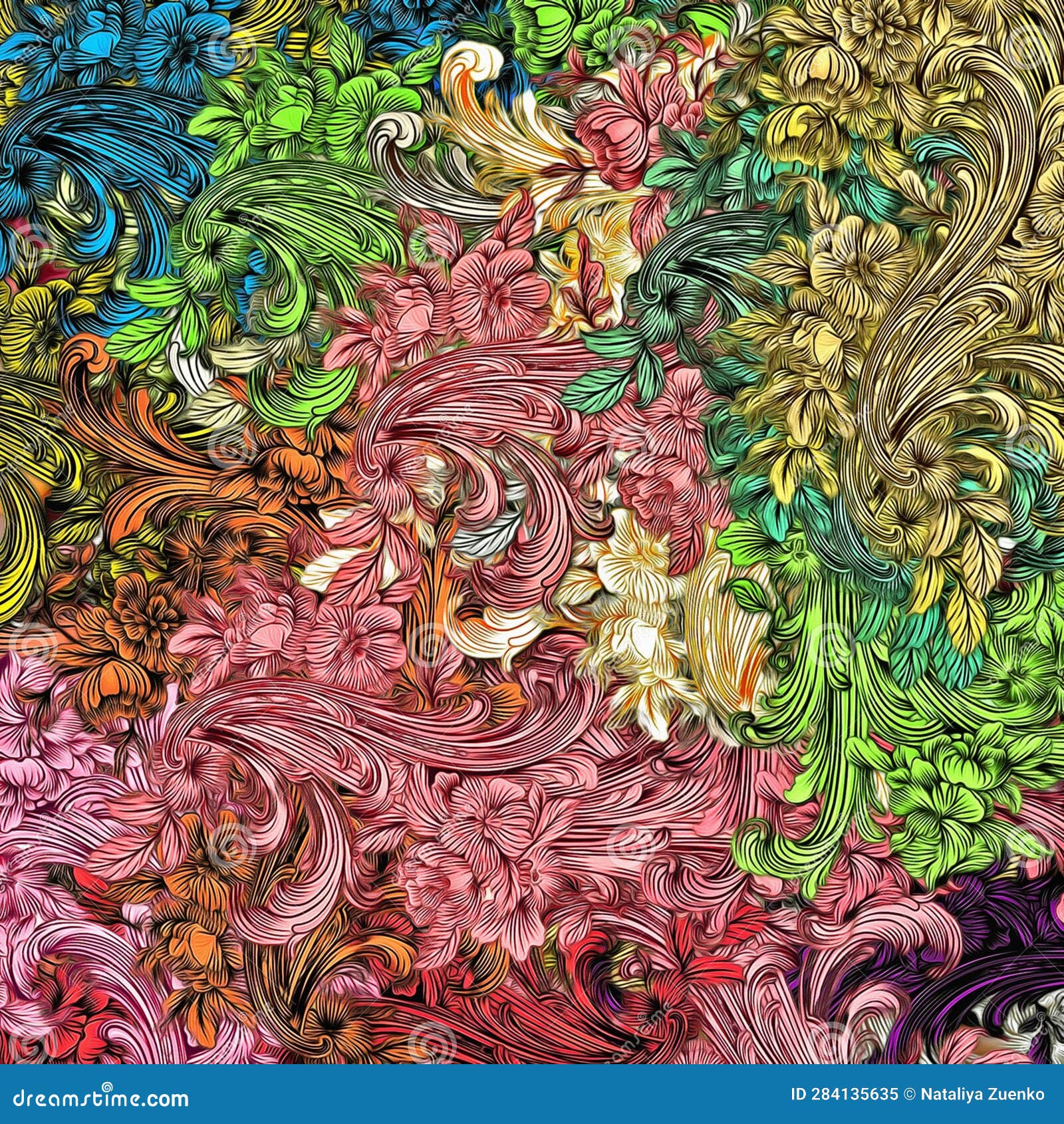 Computer Graphics of Abstract Floral Psychedelic Background Stylization ...