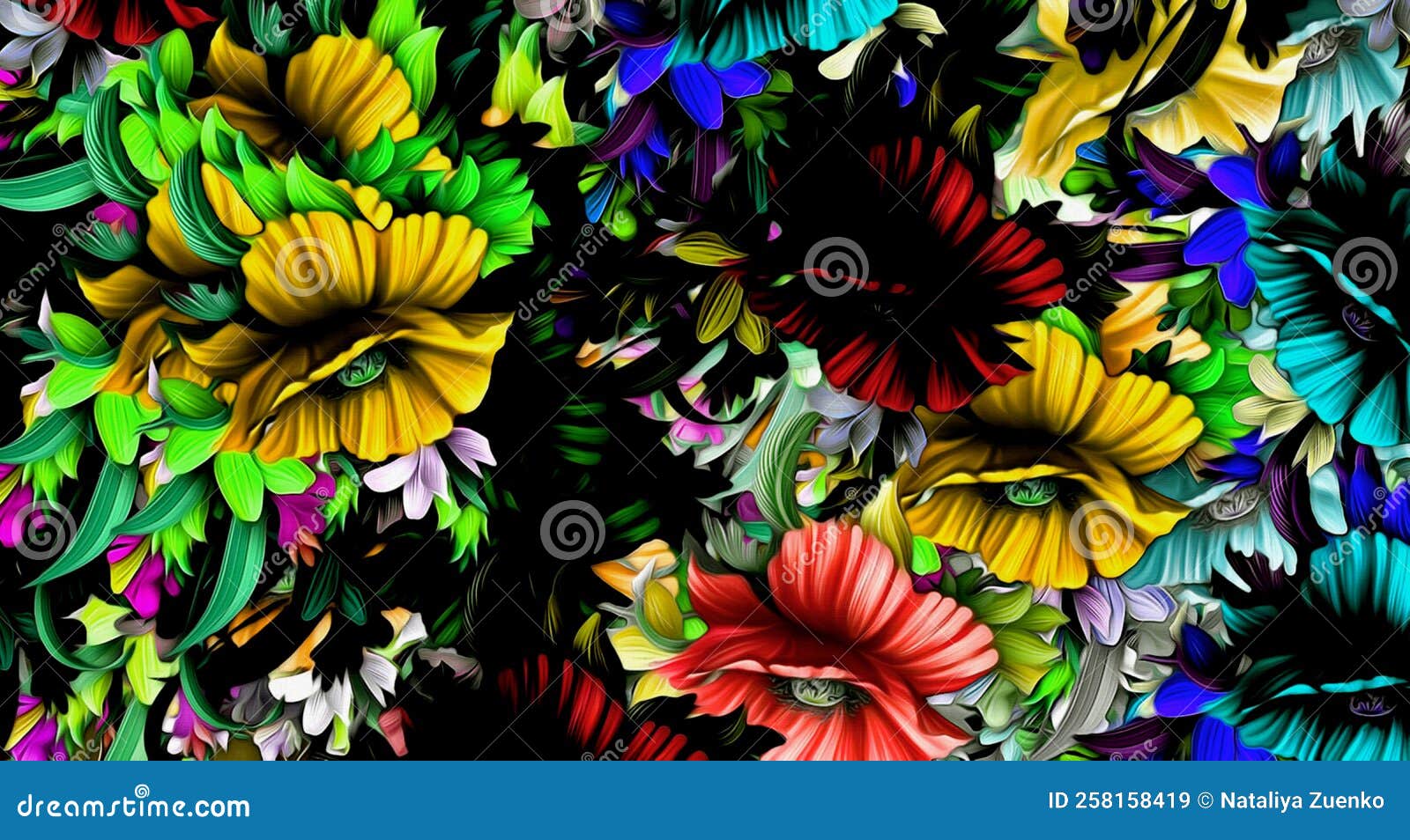Computer Graphics of Abstract Floral Psychedelic Background Stylization ...