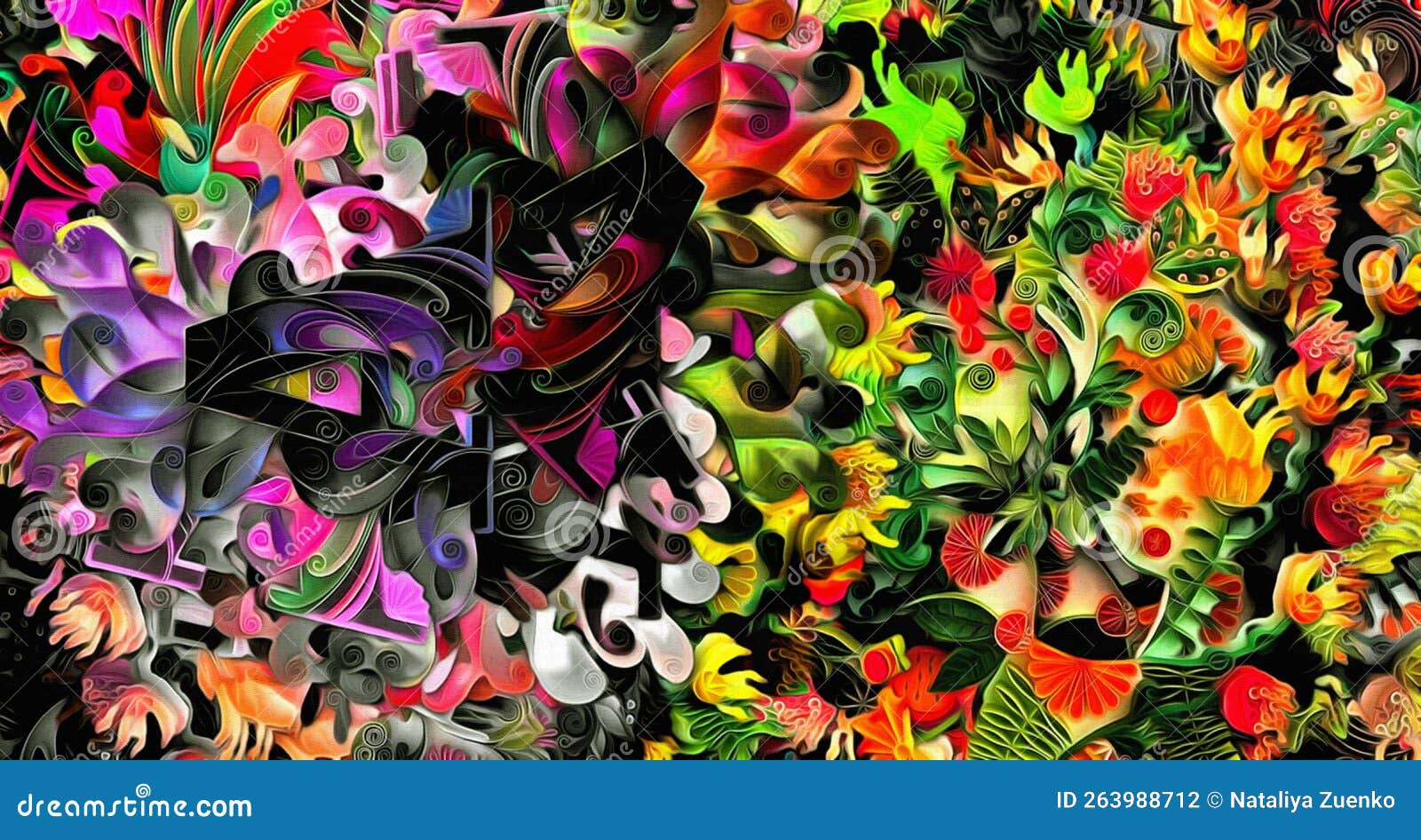 Computer Graphics of Abstract Floral Psychedelic Background Stylization ...