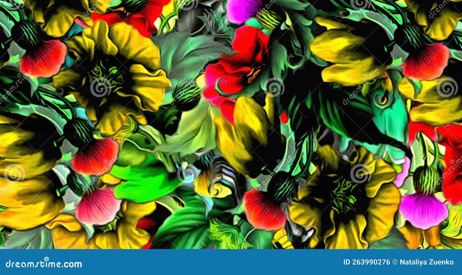 Computer Graphics of Abstract Floral Psychedelic Background Stylization ...