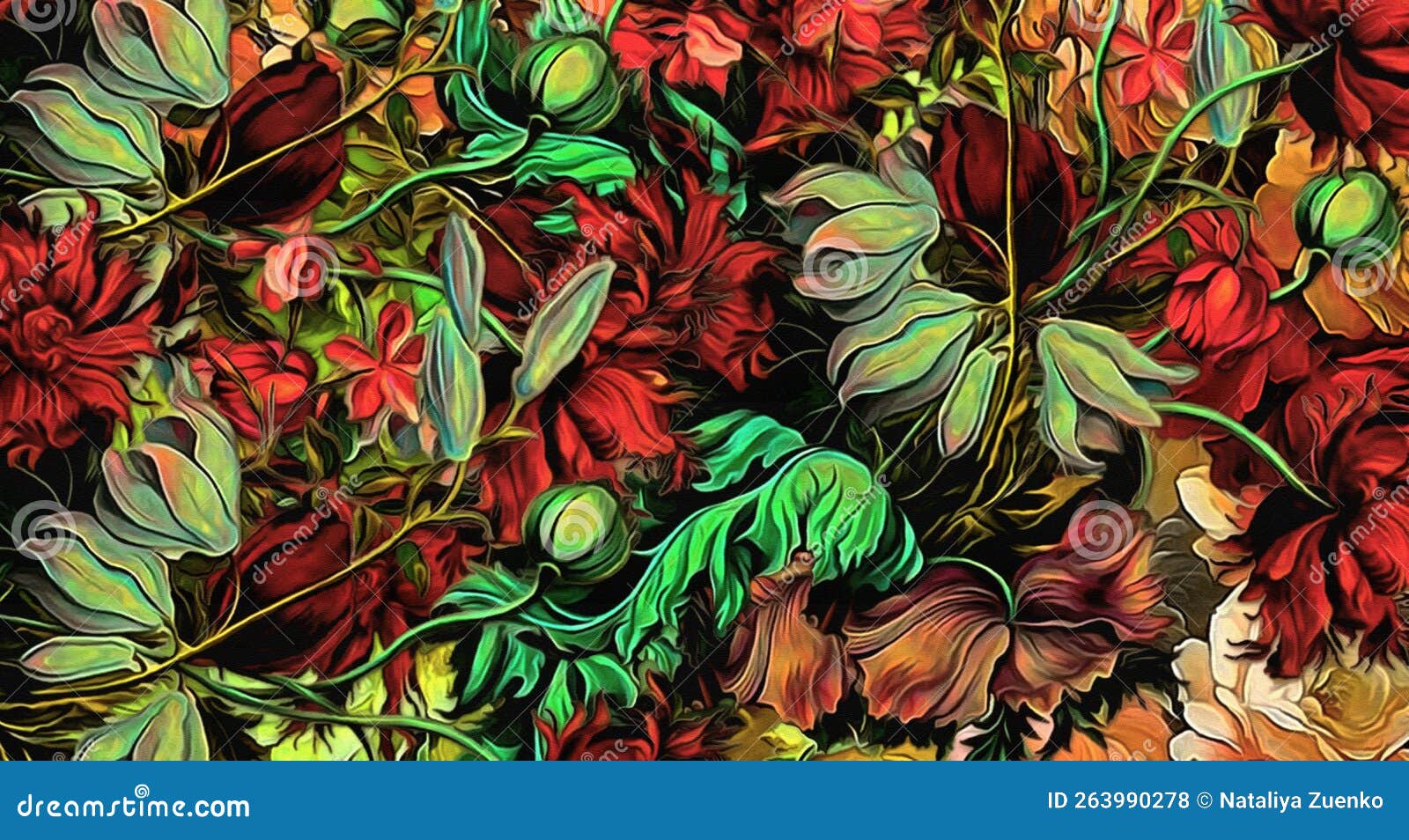 Computer Graphics of Abstract Floral Psychedelic Background Stylization ...
