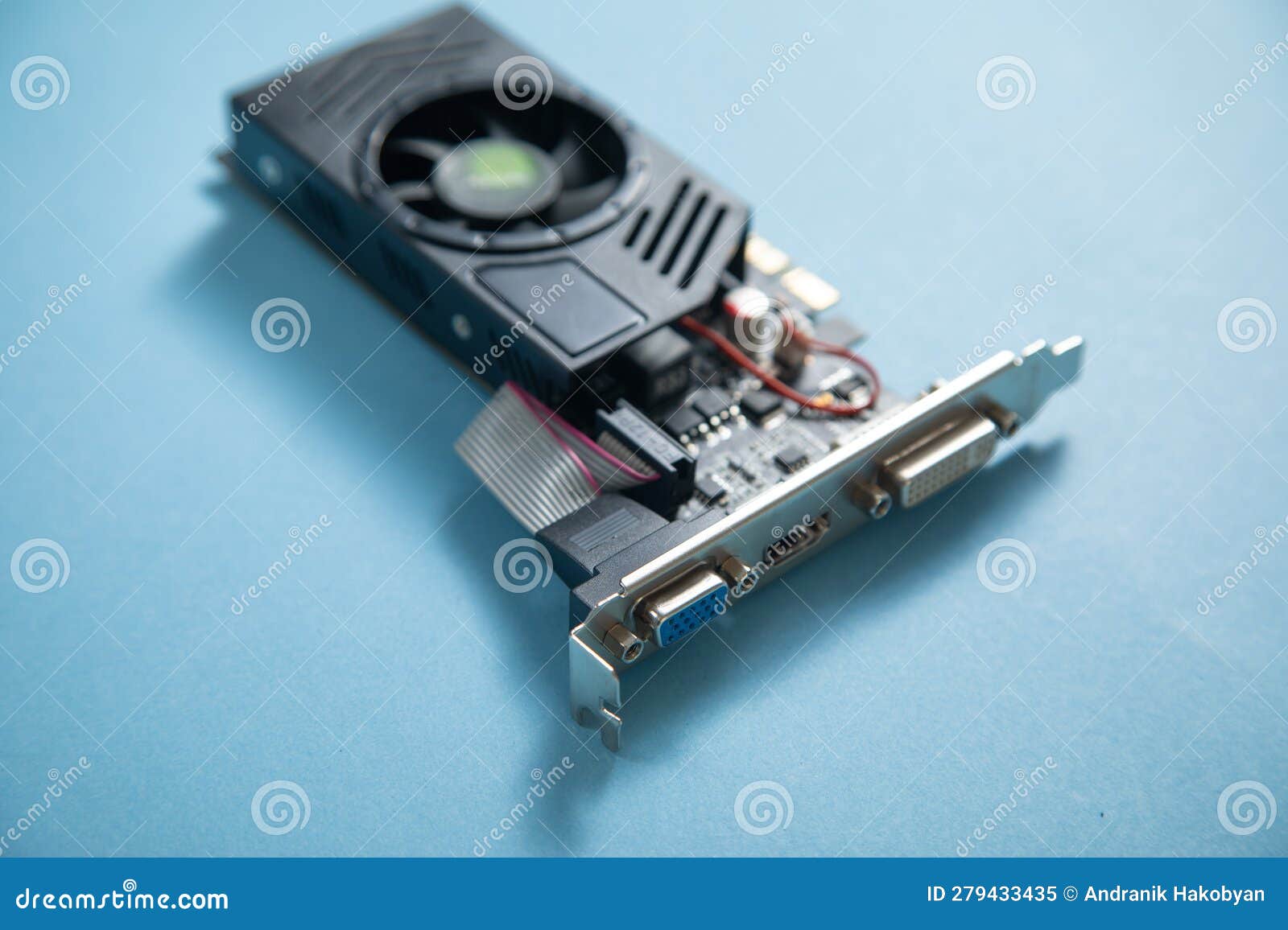 Computer Graphics Card on the Blue Background Stock Image - Image of ...