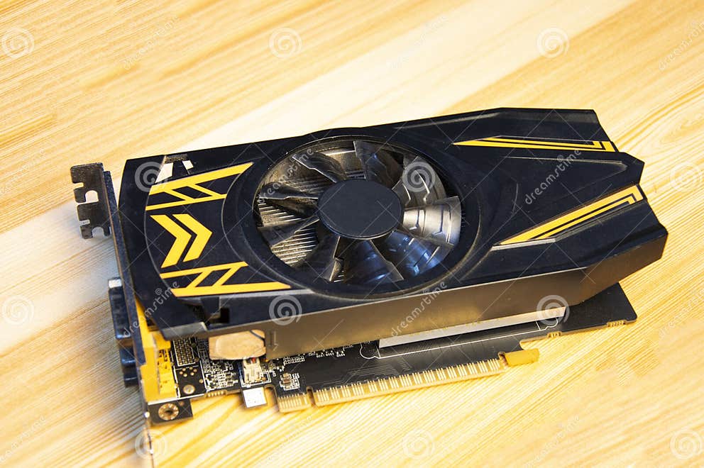 Computer Graphics Card Old Condition Placed on Wooden Floor Stock Photo ...
