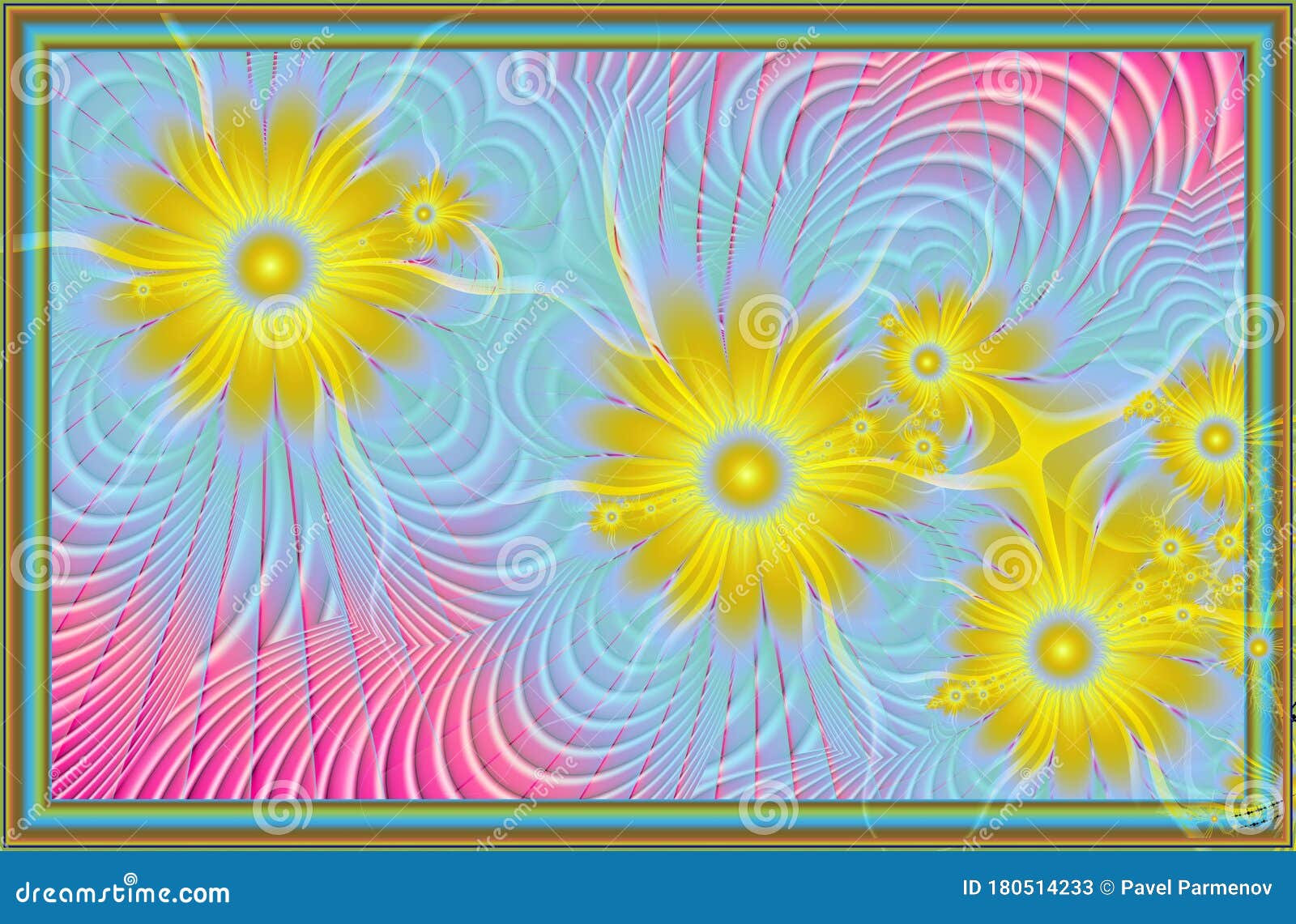 Computer Graphics. Fractal Texture in Frame. Flower. Illustration Stock ...