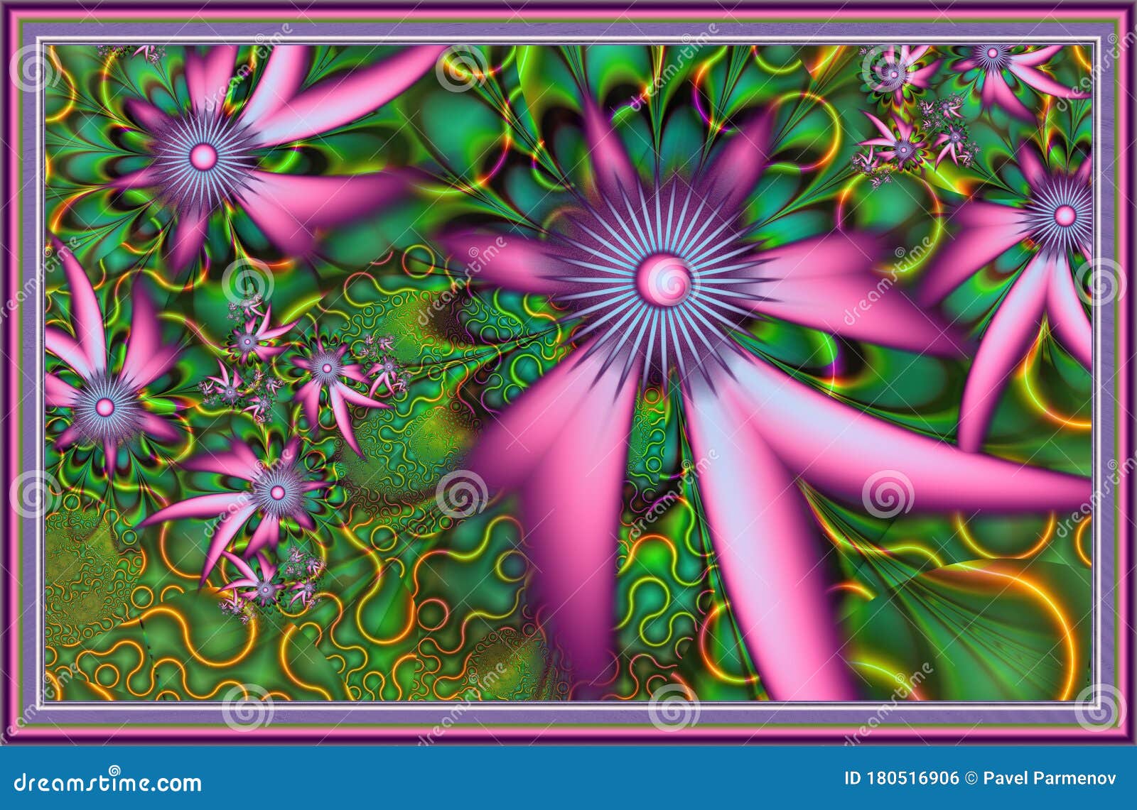 Computer Graphics. Fractal Texture in Frame. Flower. Illustration Stock ...