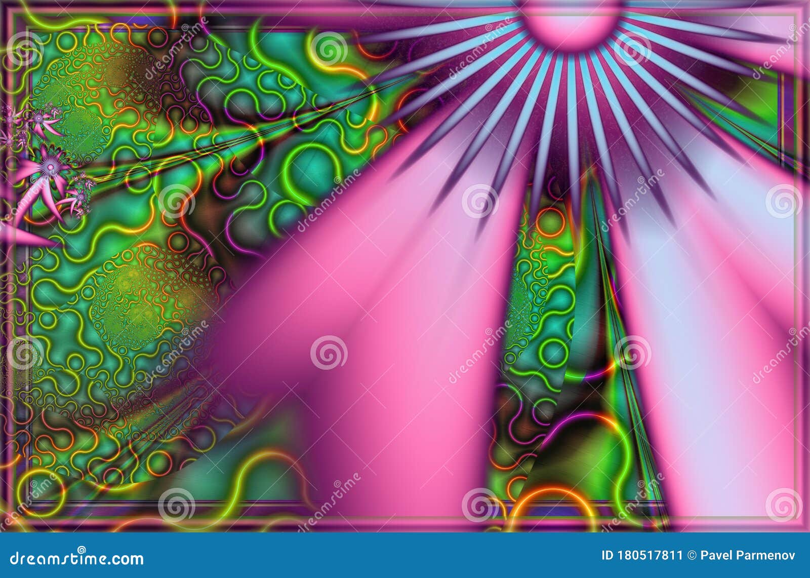 Computer Graphics. Fractal Texture in Frame. Flower. Illustration Stock ...