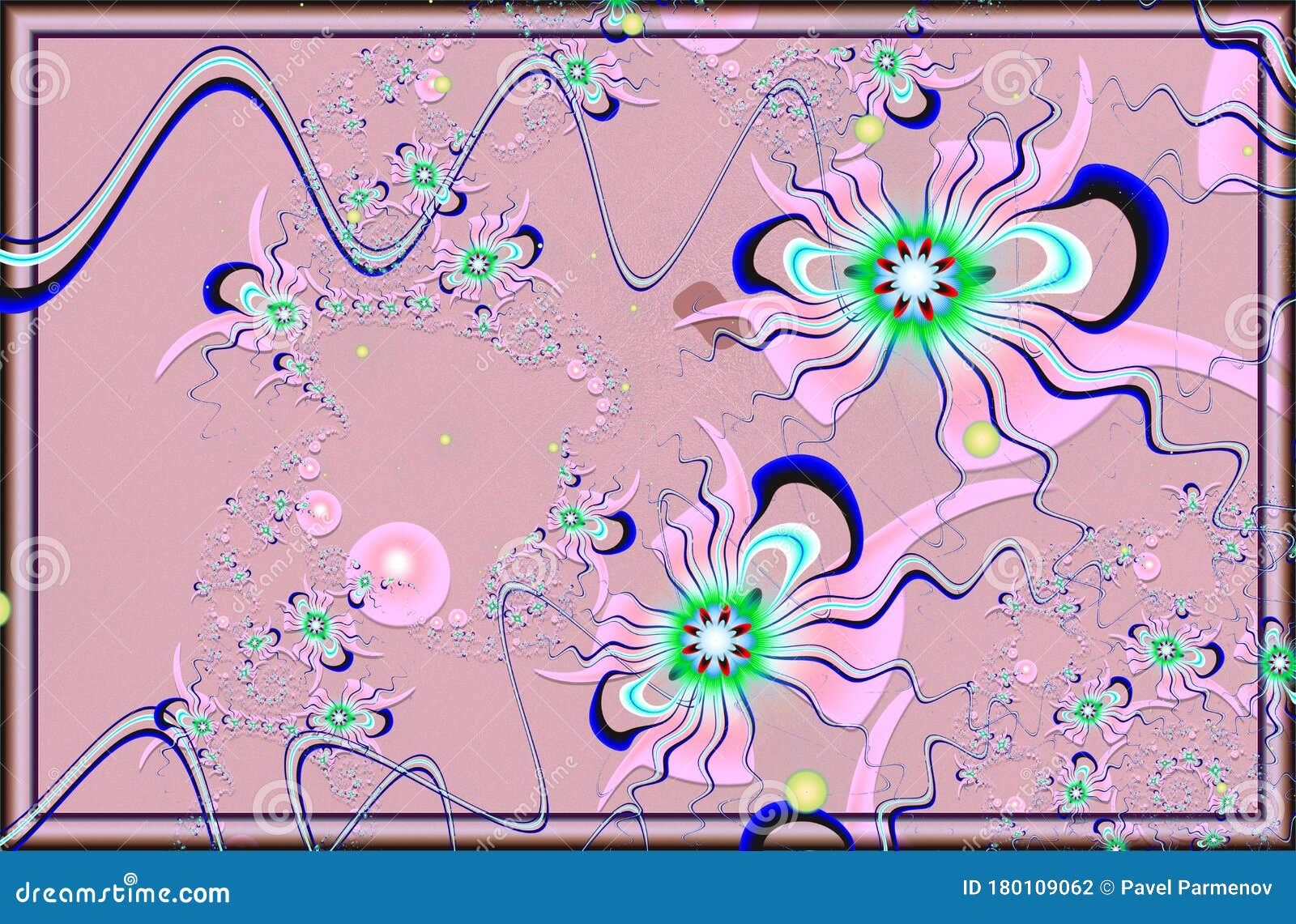 Computer Graphics. Fractal Texture in Frame. Flower Stock Illustration ...
