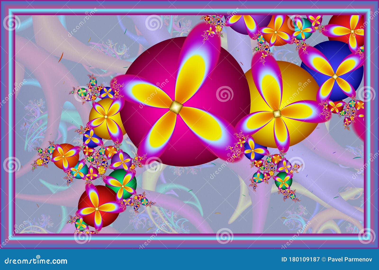 Computer Graphics. Fractal Texture in Frame. Flower Stock Illustration ...