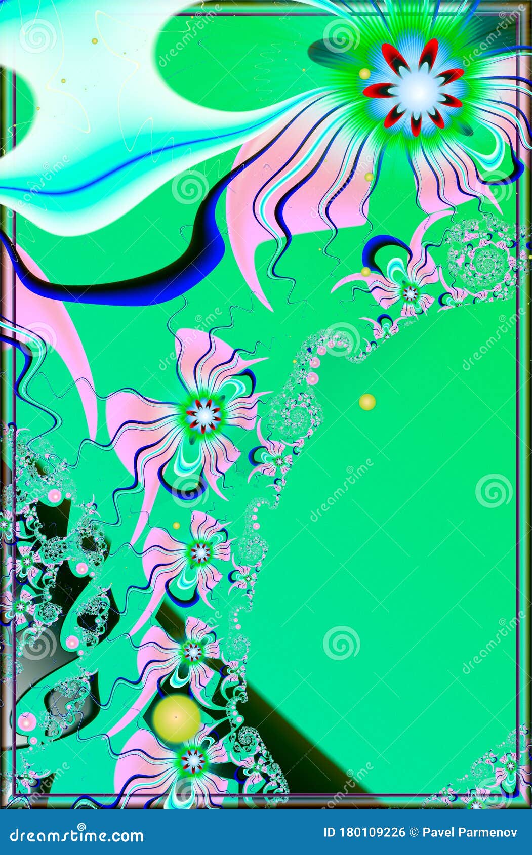 Computer Graphics. Fractal Texture in Frame. Flower Stock Illustration ...