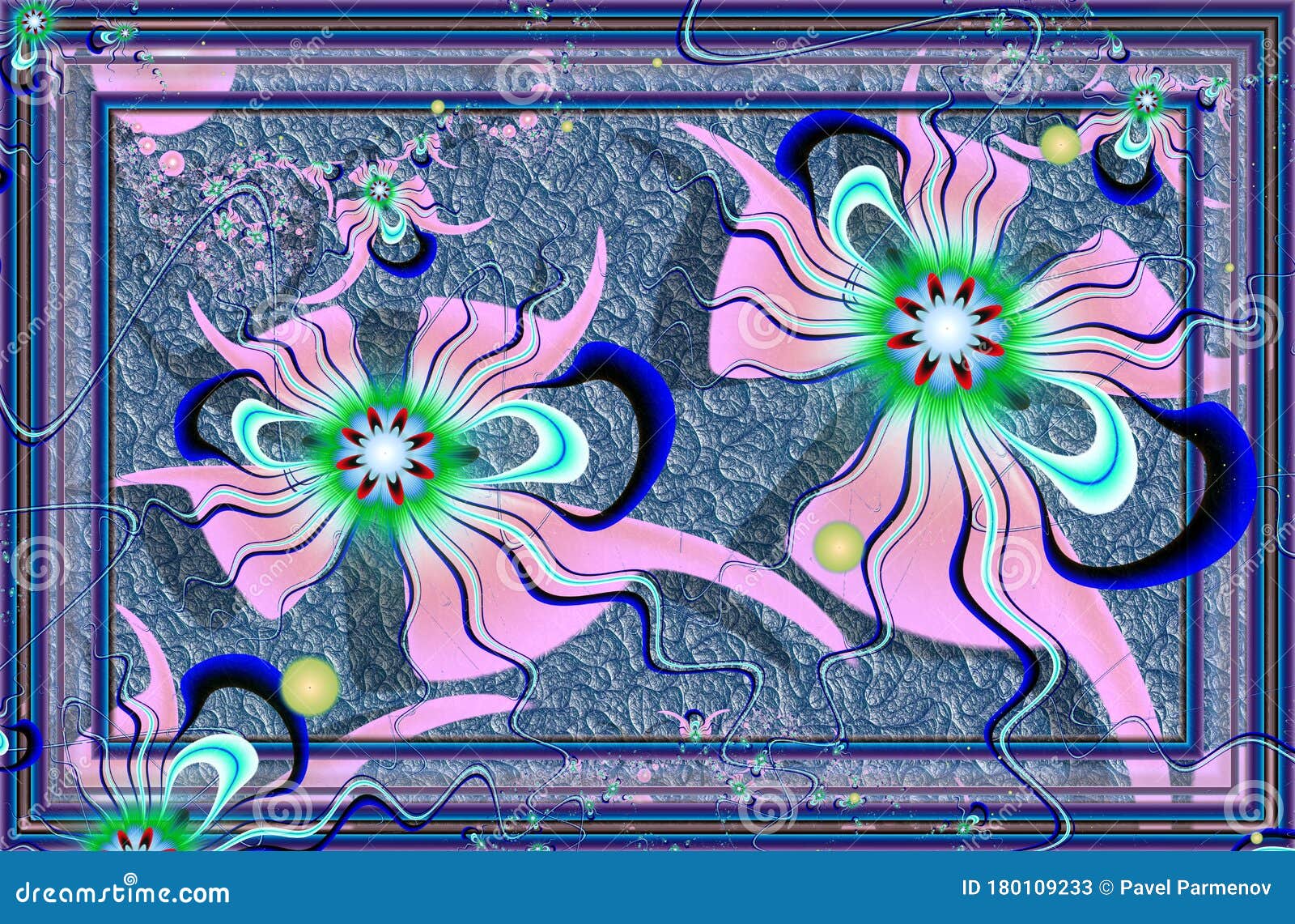 Computer Graphics. Fractal Texture in Frame. Flower Stock Illustration ...