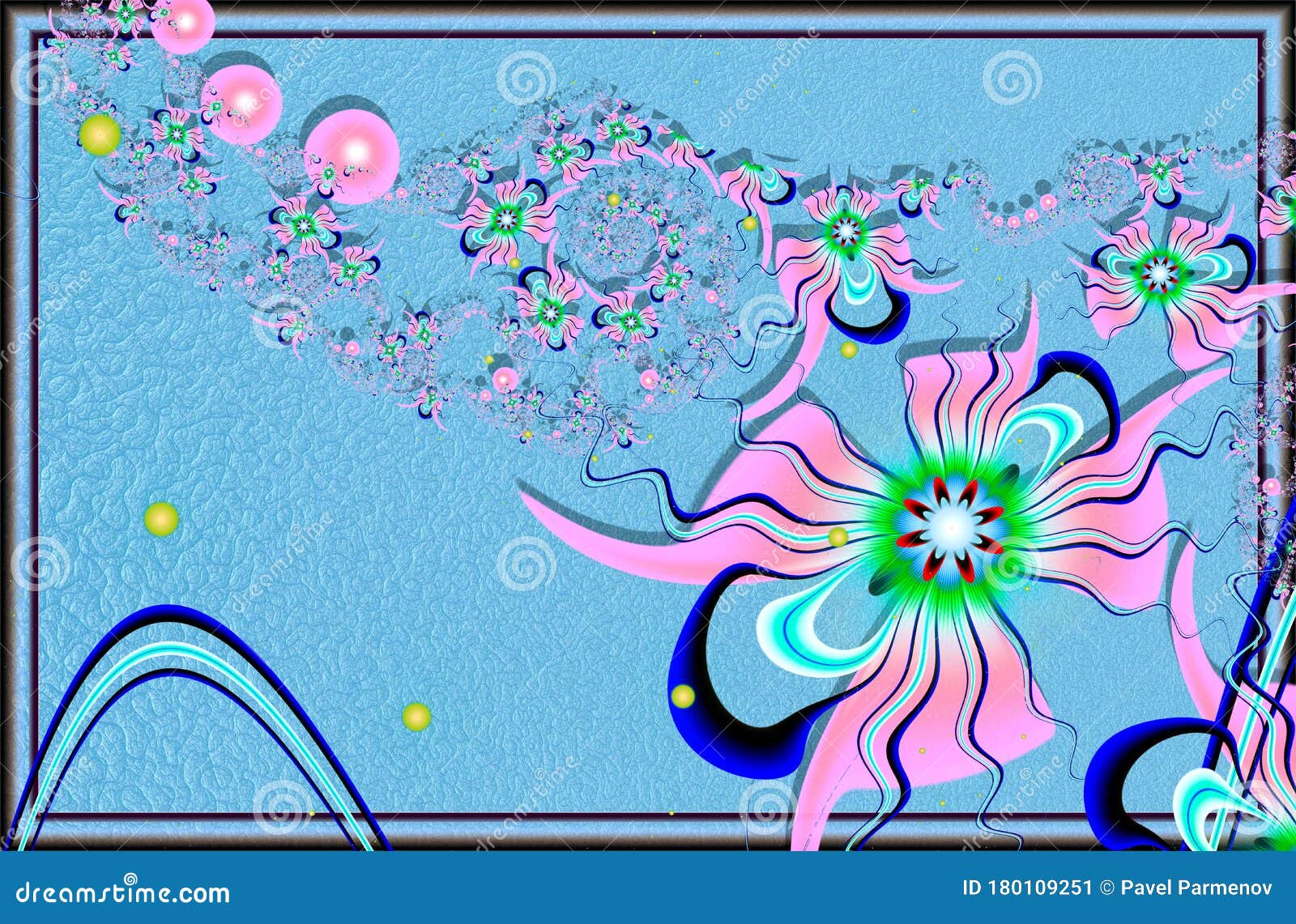 Computer Graphics. Fractal Texture in Frame. Flower Stock Illustration ...