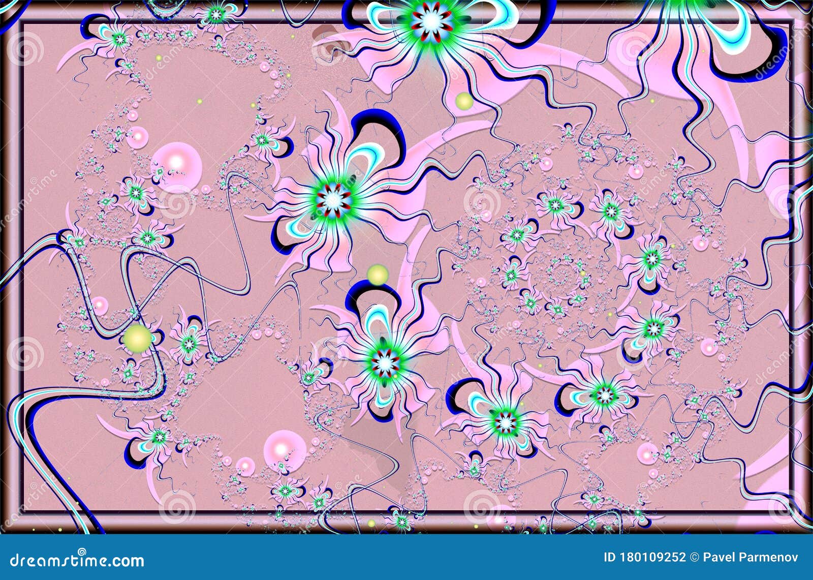 Computer Graphics. Fractal Texture in Frame. Flower Stock Illustration ...