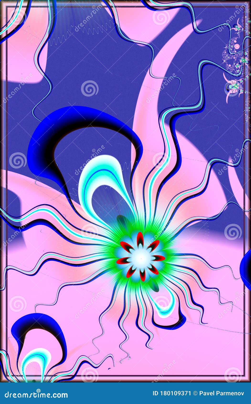 Computer Graphics. Fractal Texture in Frame. Flower Stock Illustration ...