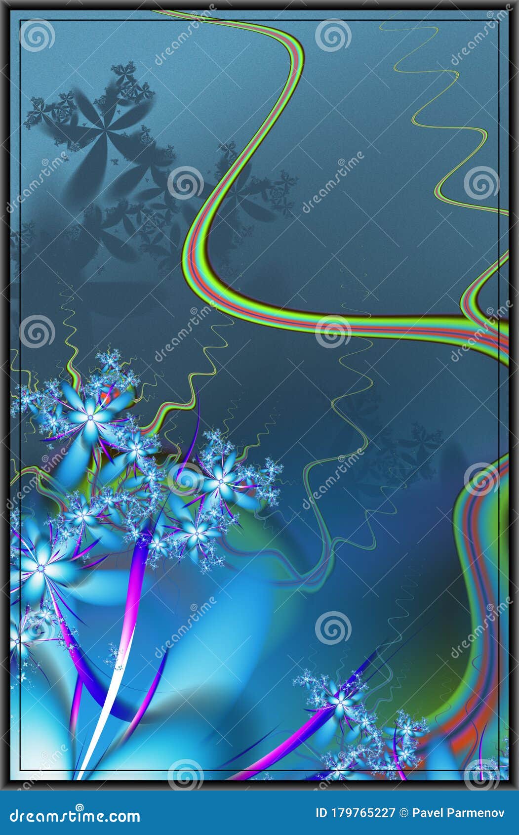 Computer Graphics. Fractal Texture in Frame. Flowers Stock Illustration ...