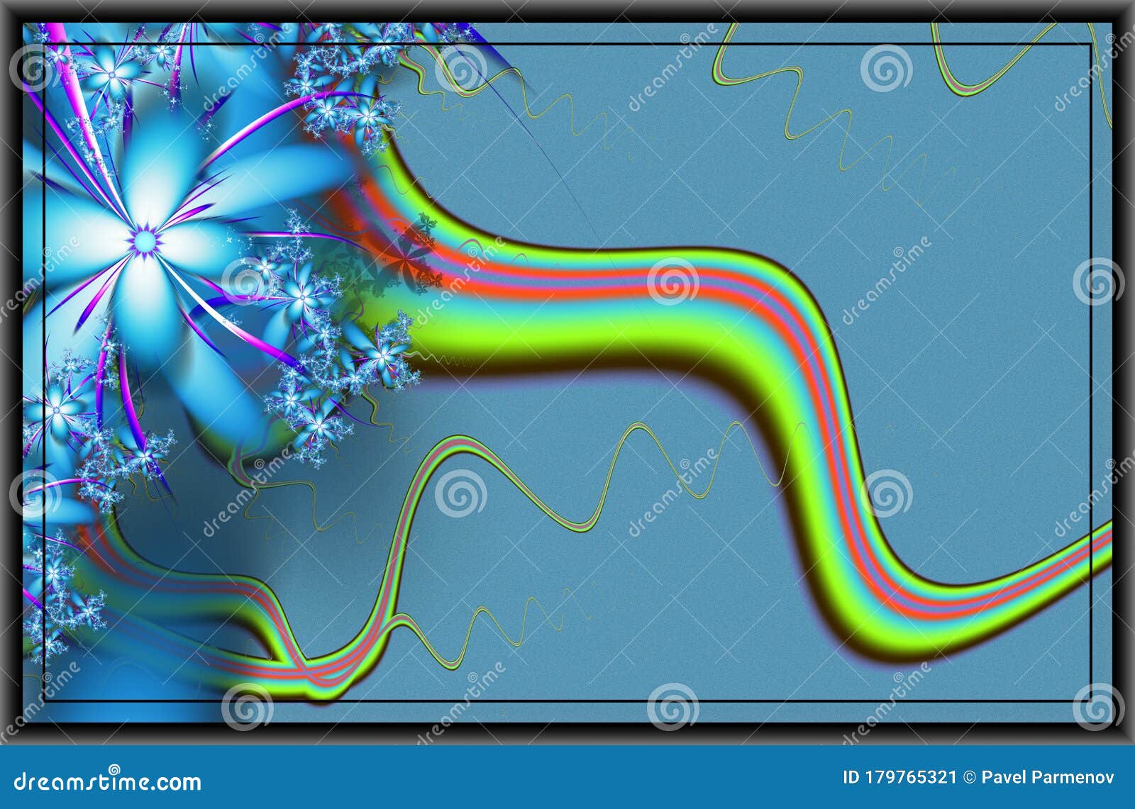 Computer Graphics. Fractal Texture in Frame. Flowers Stock Illustration ...