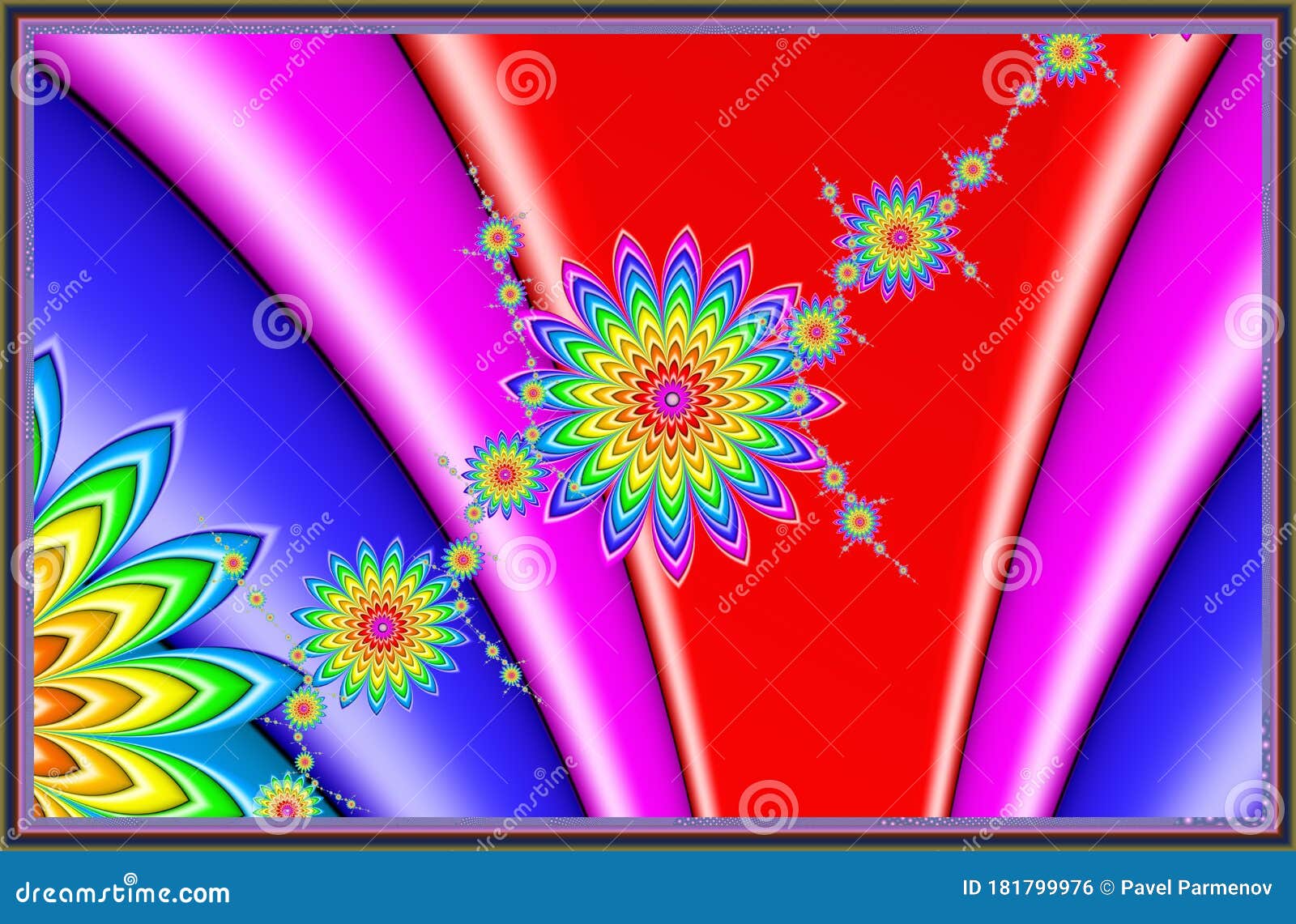Computer Graphics. Fractal Texture in Frame. Flowers Stock Illustration ...