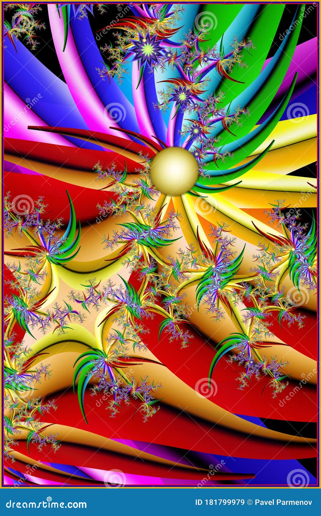 Computer Graphics. Fractal Texture in Frame. Flowers Stock Illustration ...