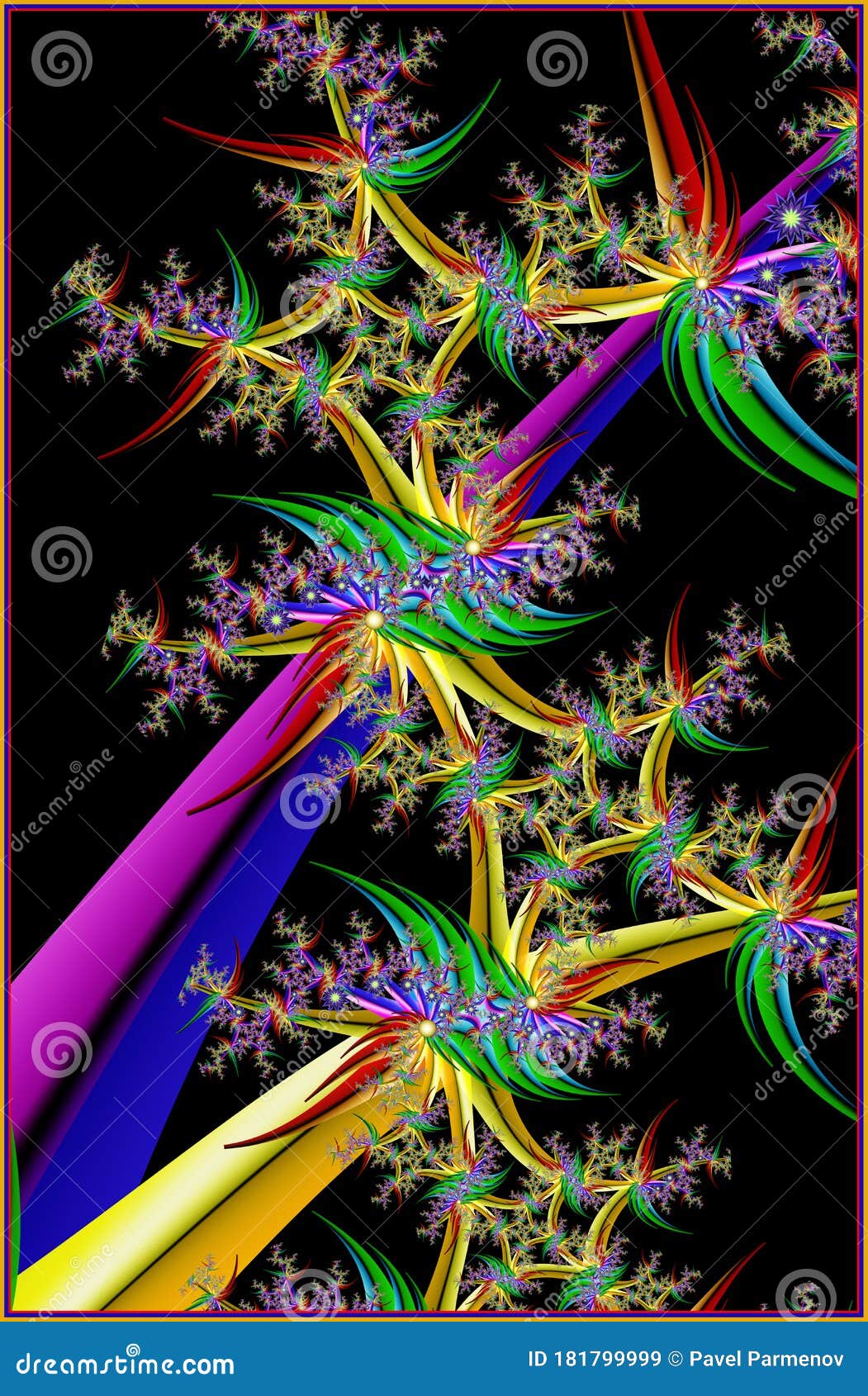 Computer Graphics. Fractal Texture in Frame. Flowers Stock Illustration ...