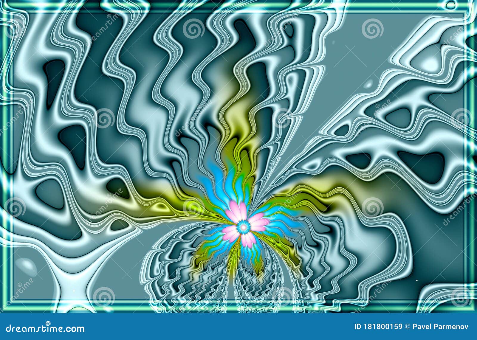 Computer Graphics. Fractal Texture in Frame. Flowers Stock Illustration ...