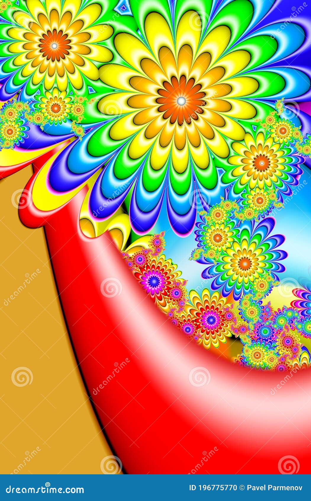 Computer Graphics. Fractal Texture in Frame. Flowers Stock Illustration ...