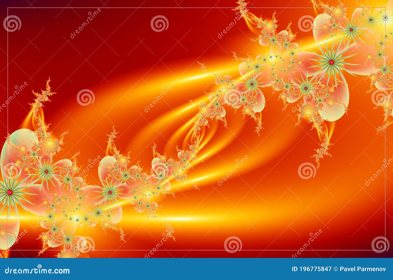 Computer Graphics. Fractal Texture in Frame. Flowers Stock Illustration ...