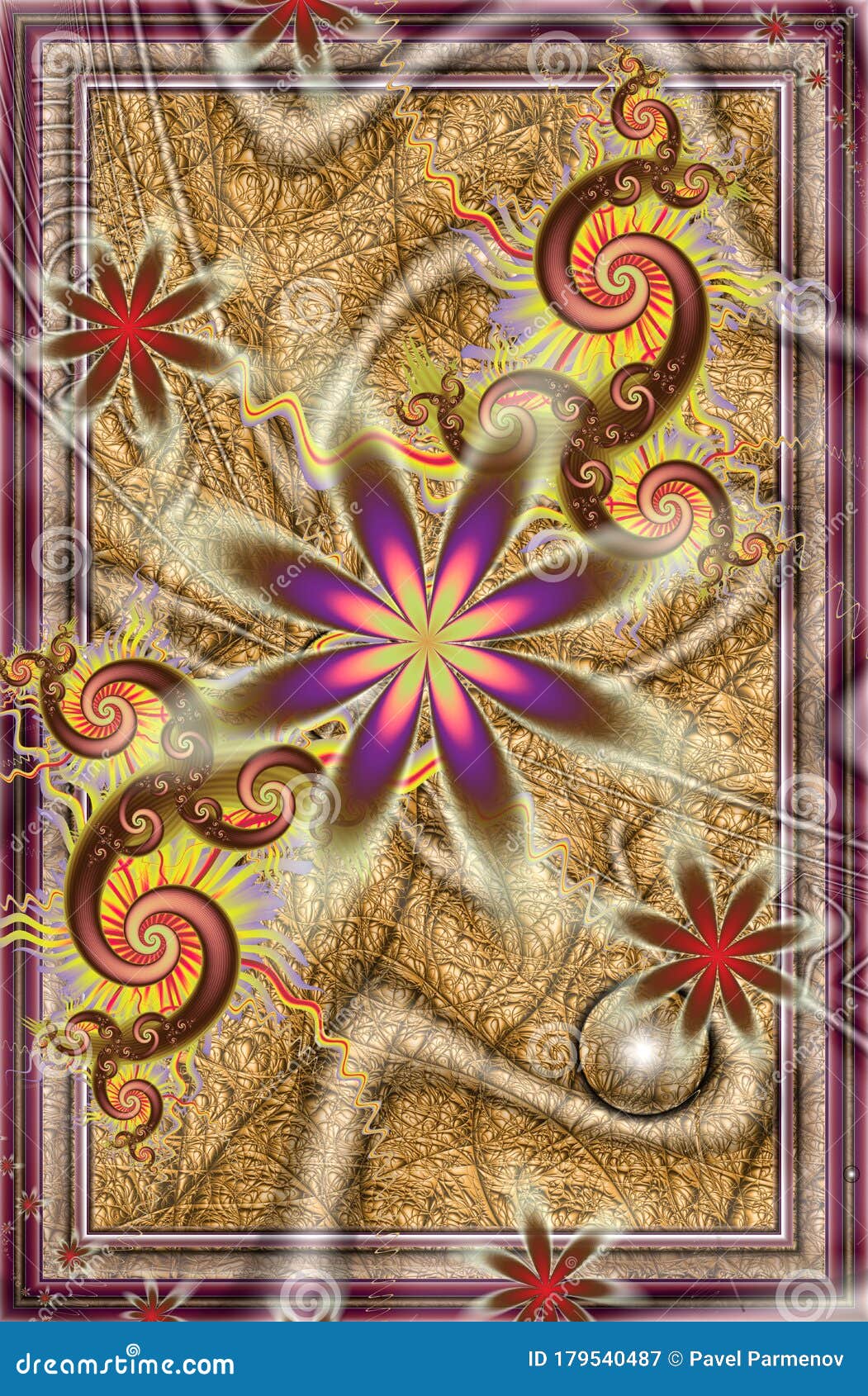 Computer Graphics. Fractal Texture in Frame Stock Illustration ...