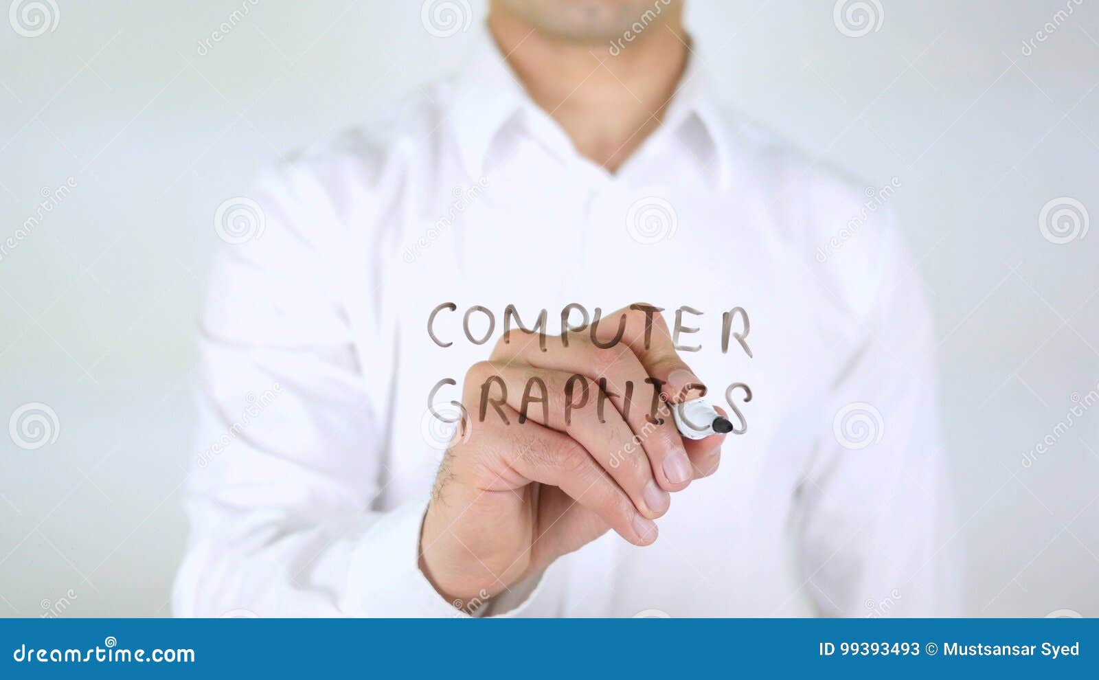 Computer Graphics, Man Writing on Glass, Handwritten Stock Image ...