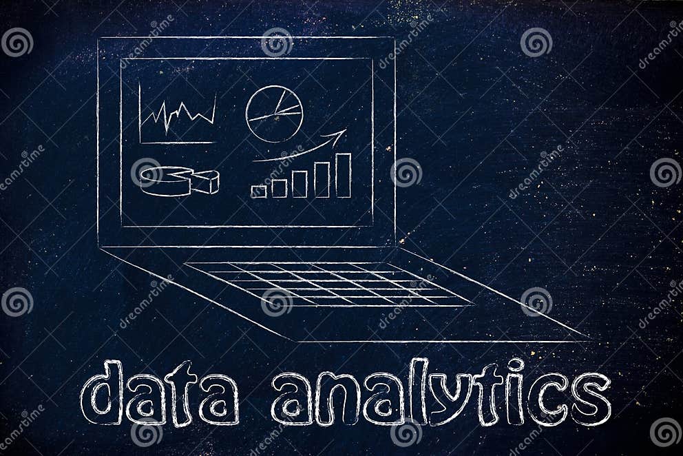 Computer with Graphs and Stats for Data Analytics Stock Image - Image ...