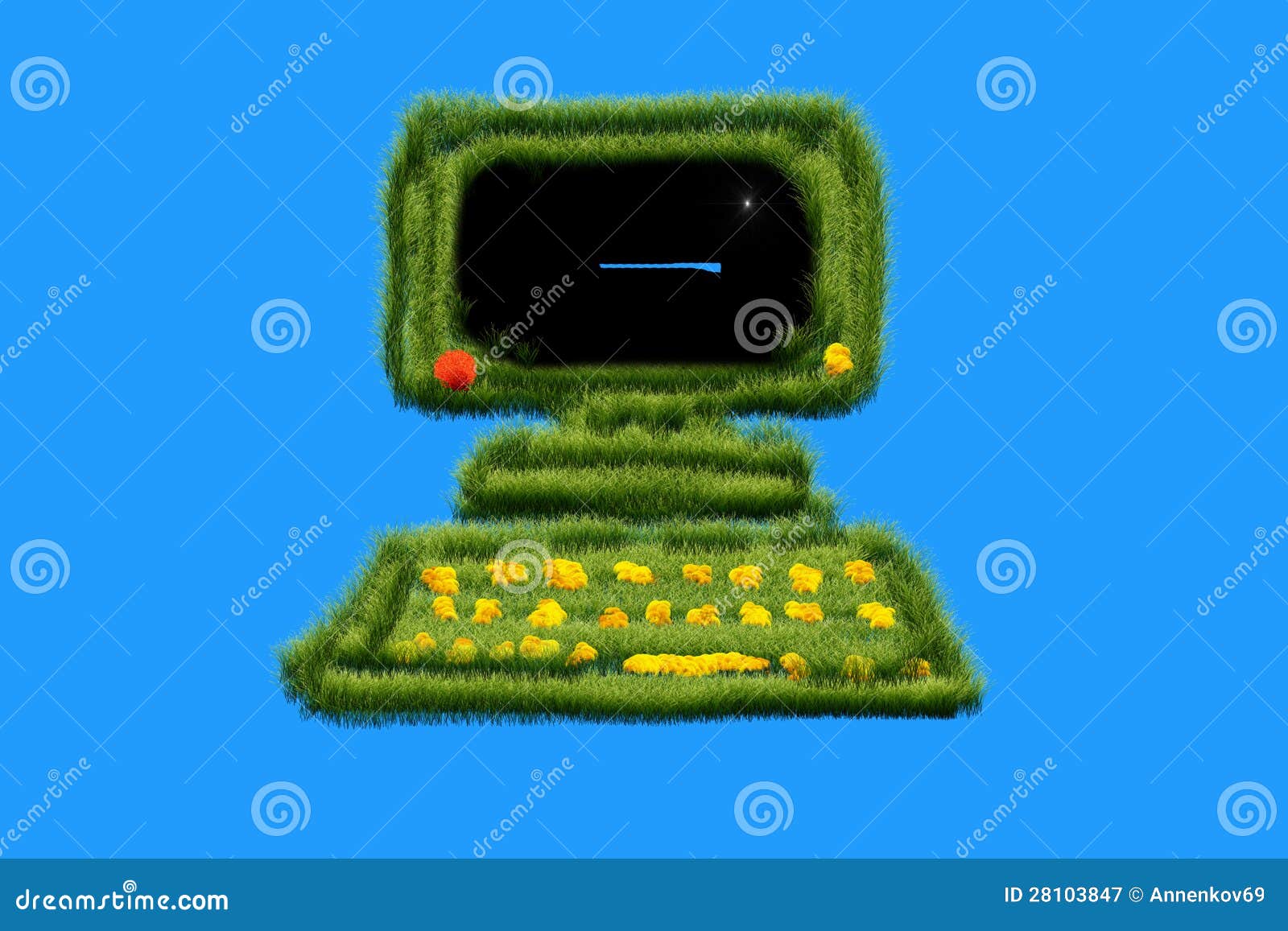 Computer from the grass stock illustration. Illustration of ...